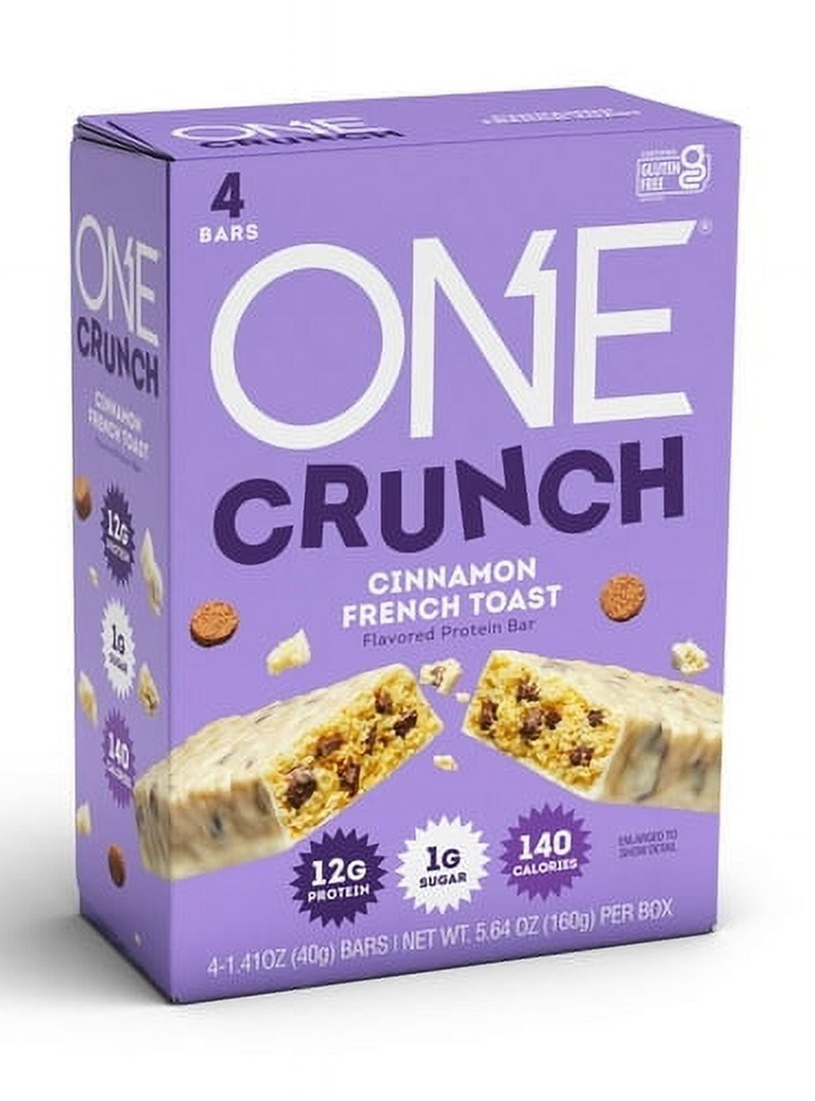 Pack of 2 One Crunch Protein Bar, Cinnamon French Toast, 12g Protein, 4 ...