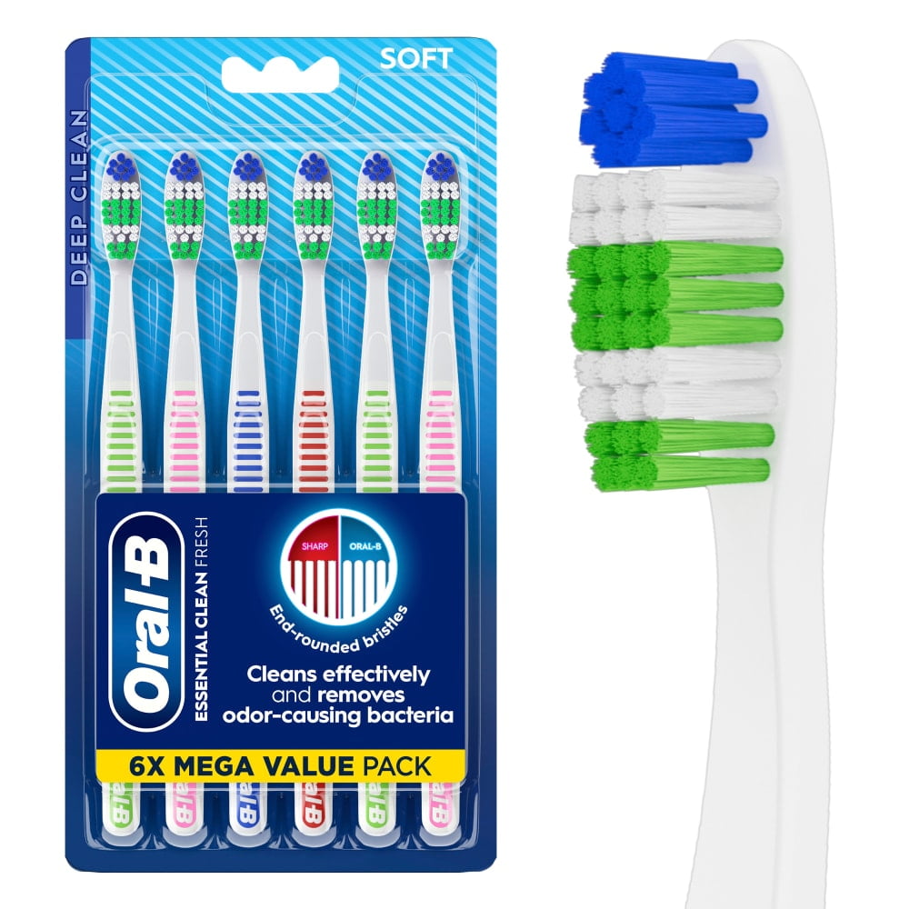 Pack of 2 Oral-B Fresh & Clean Toothbrushes, Soft, 6 ct (Package May ...