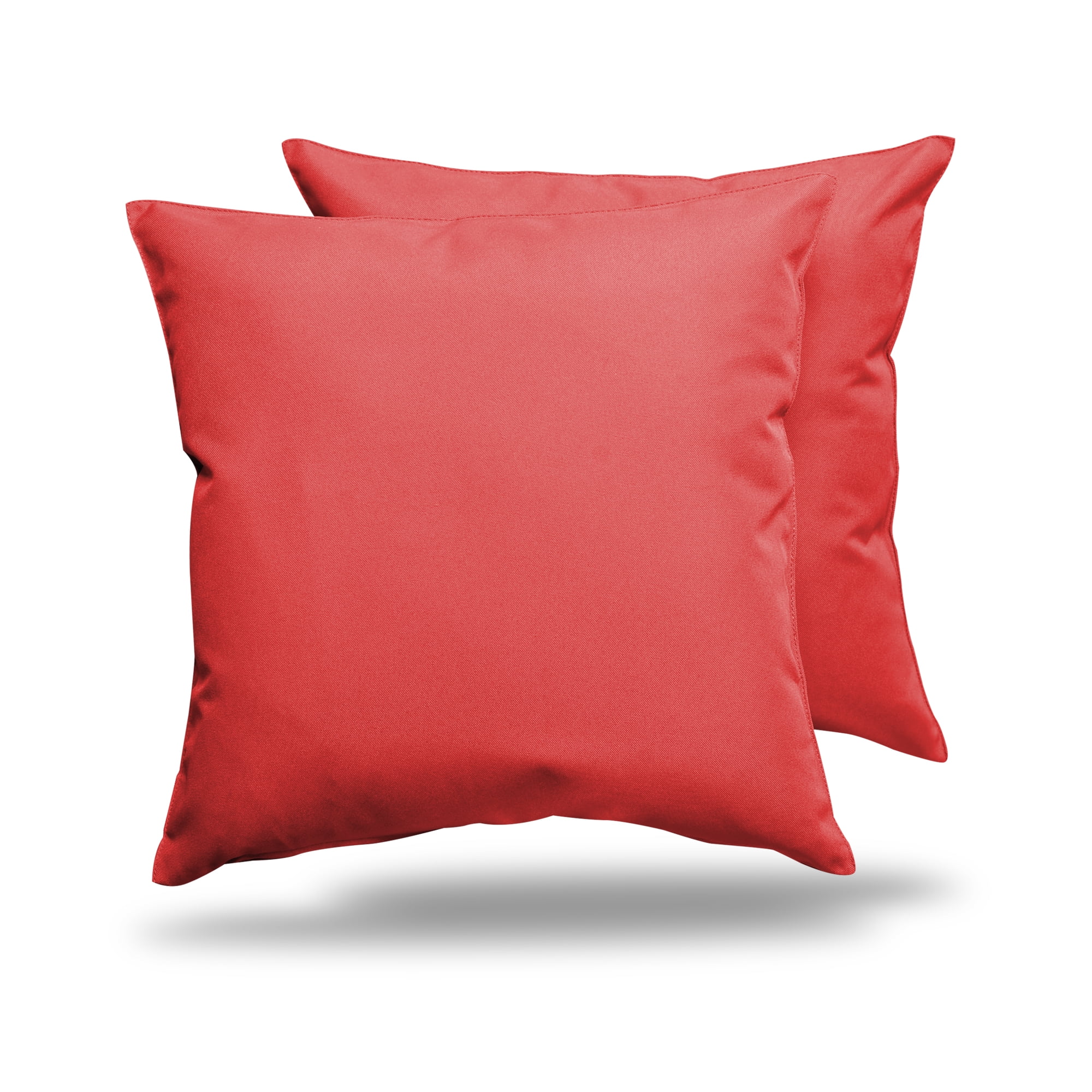 Pack of 2, 18x18 inch Outdoor Decorative Throw Pillows, Solid Red, UV ...