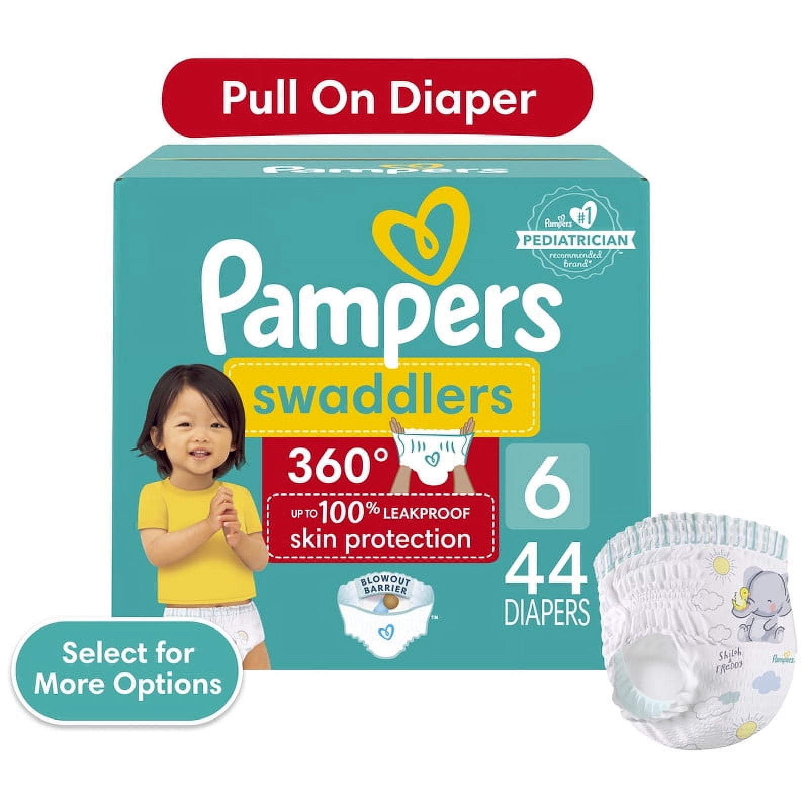 Pack of 2 Pampers Swaddlers 360 Pull-On Diapers, Size 6, 44 Count for ...