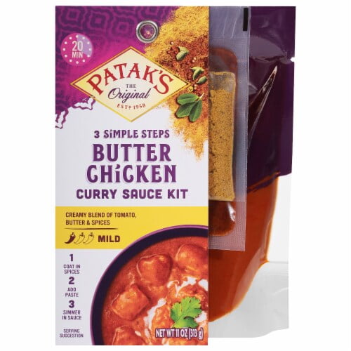 Pack of 2 - Patak's 2 Simple Steps Butter Chicken Curry Sauce Kit 11 oz ...