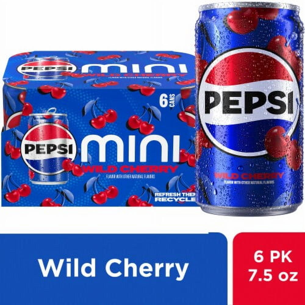 Pepsi Wild Cherry Cola Soda Pop Mini Cans 6 ct / 7.5 fl oz - Pack of 2 ...