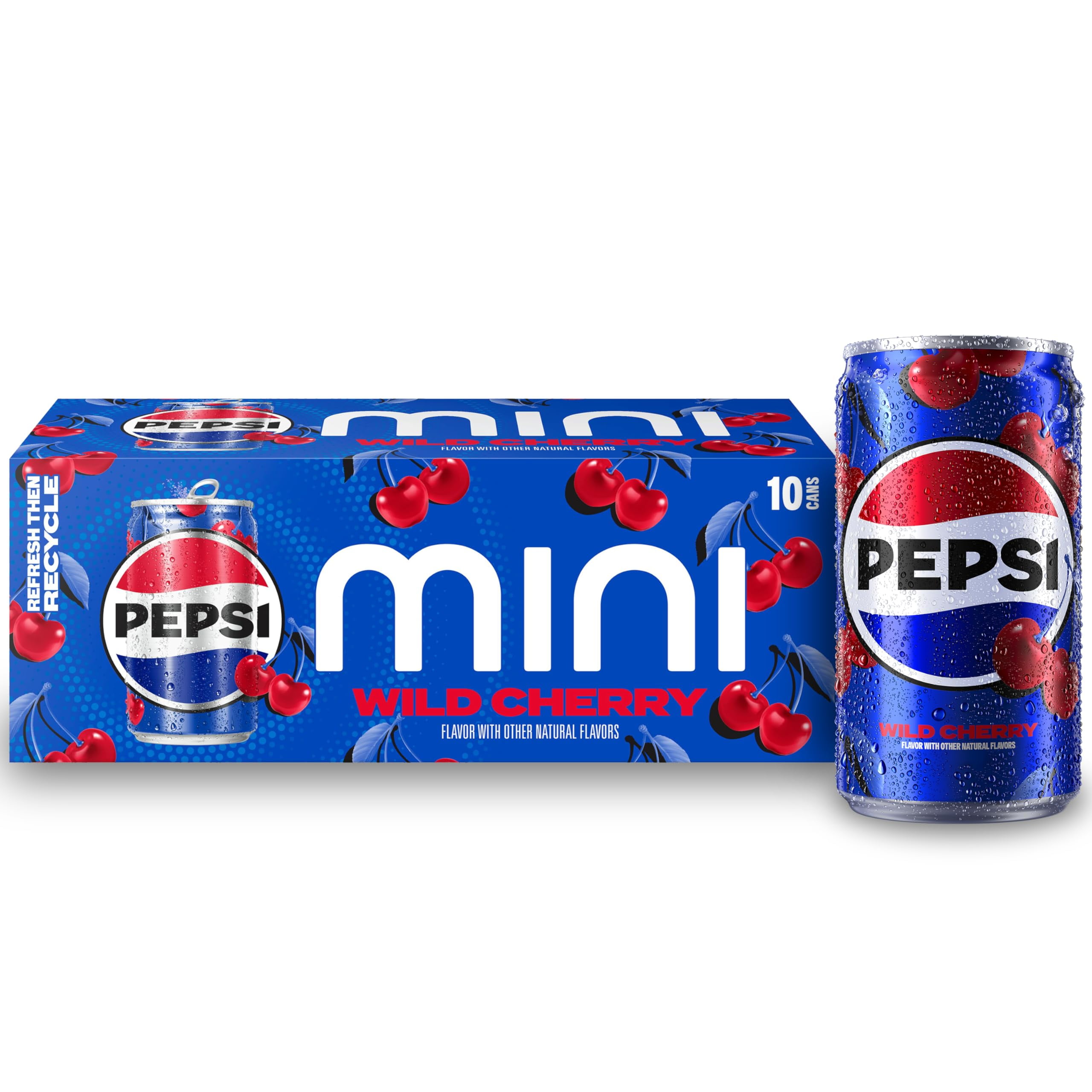 Pack of 2 - Pepsi Wild Cherry Cola Soda Pop Mini Cans, 7.5 Ounce Mini ...