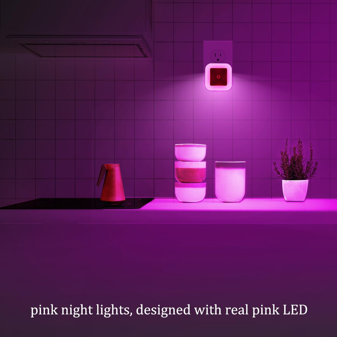 [Pack of 2] Pink LED Night Lights, Plug into Wall Lights with Light ...