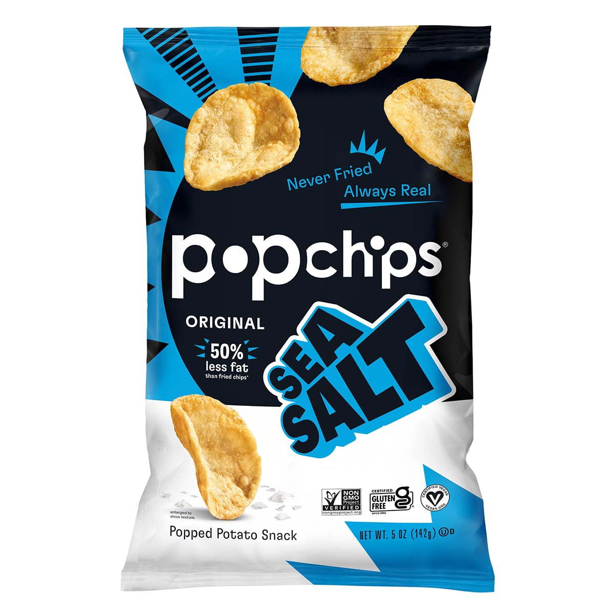 Pack of 2 Popchips Sea Salt Popped Potato Snack, 5 oz (Package May Vary ...