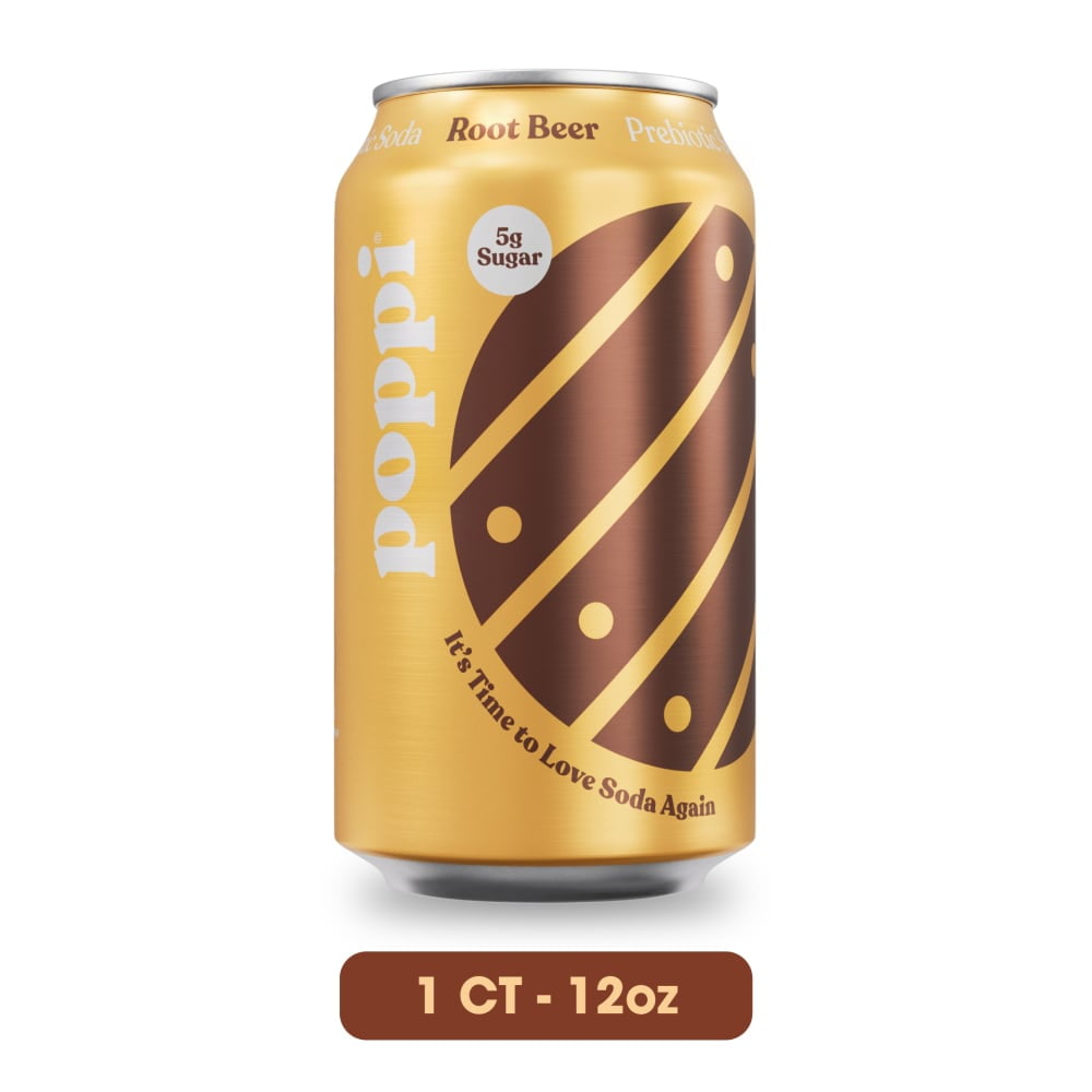 Pack of 2 Poppi Root Beer Prebiotic Soda Can, 12 fl oz (Package May ...