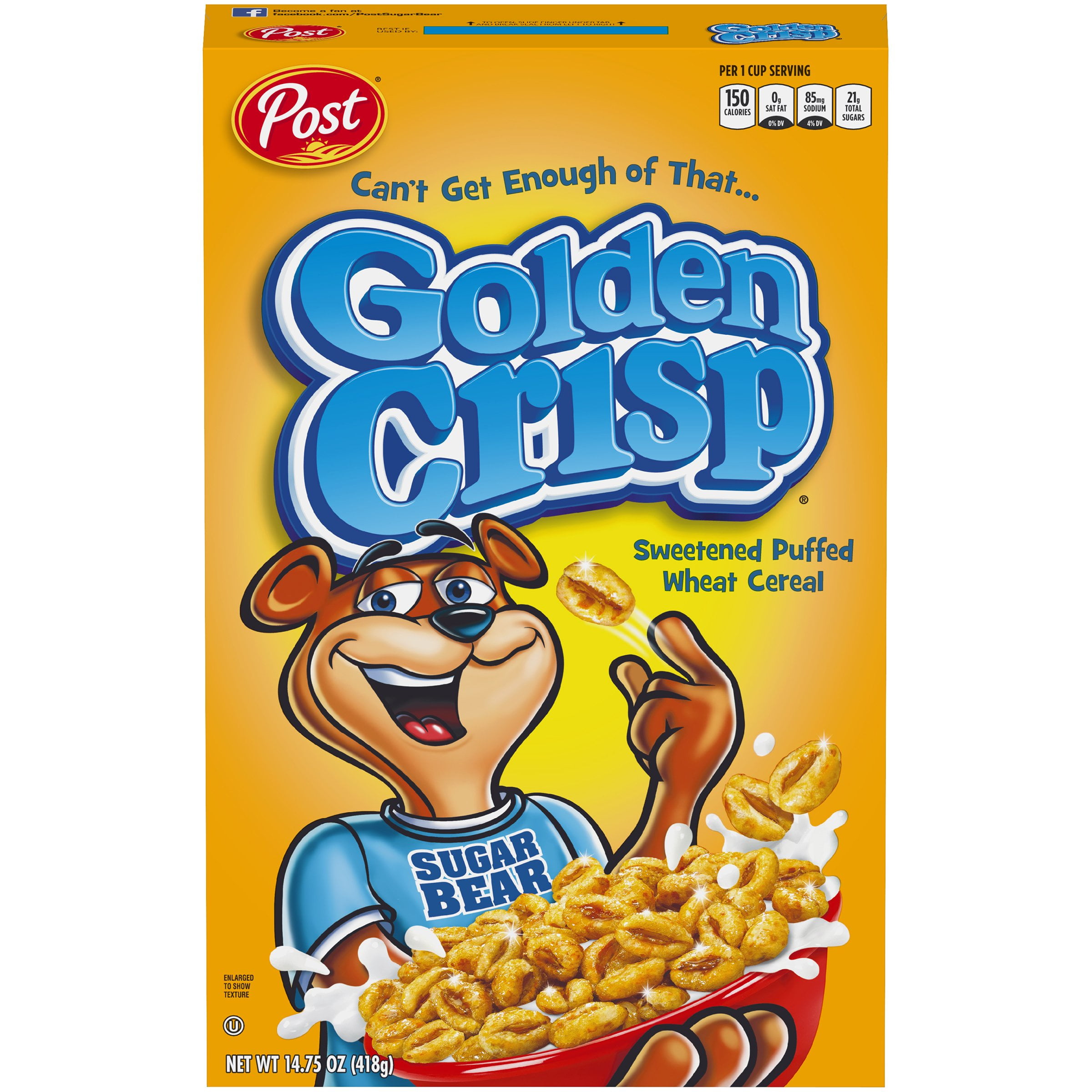 Pack of 2 Post Golden Crisp Cereal, 14.75 oz (Package May Vary ...