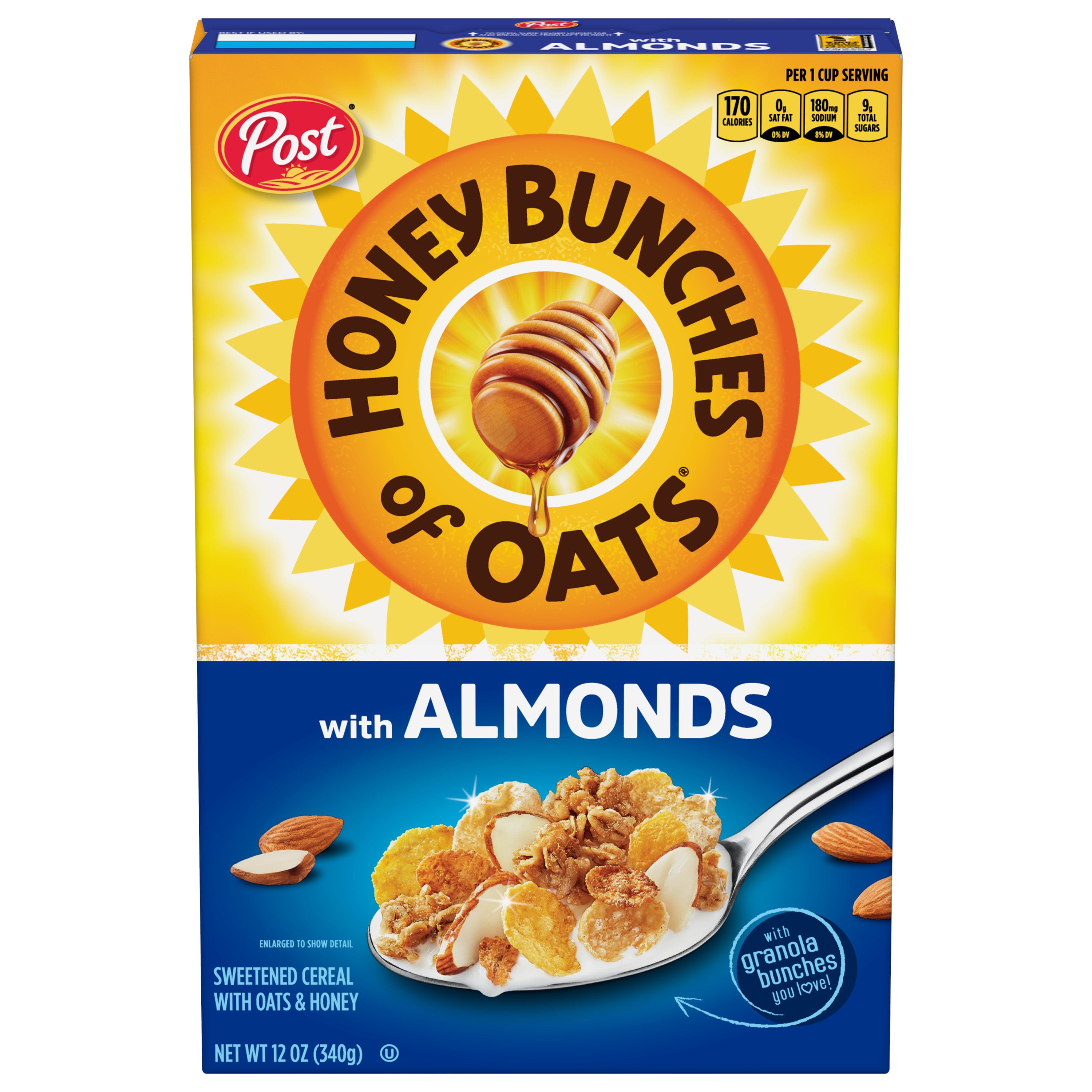 Pack of 2 Post Honey Bunches Of Oats with Almonds Cereal, 12 oz ...