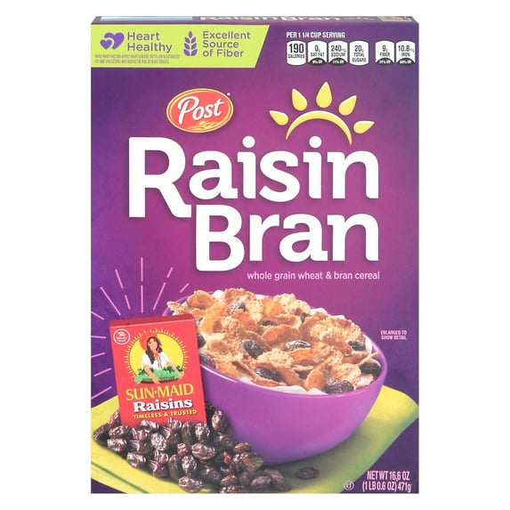 Pack of 2 Post Raisin Bran Cereal, 16.6 oz (Package May Vary) - Walmart.com