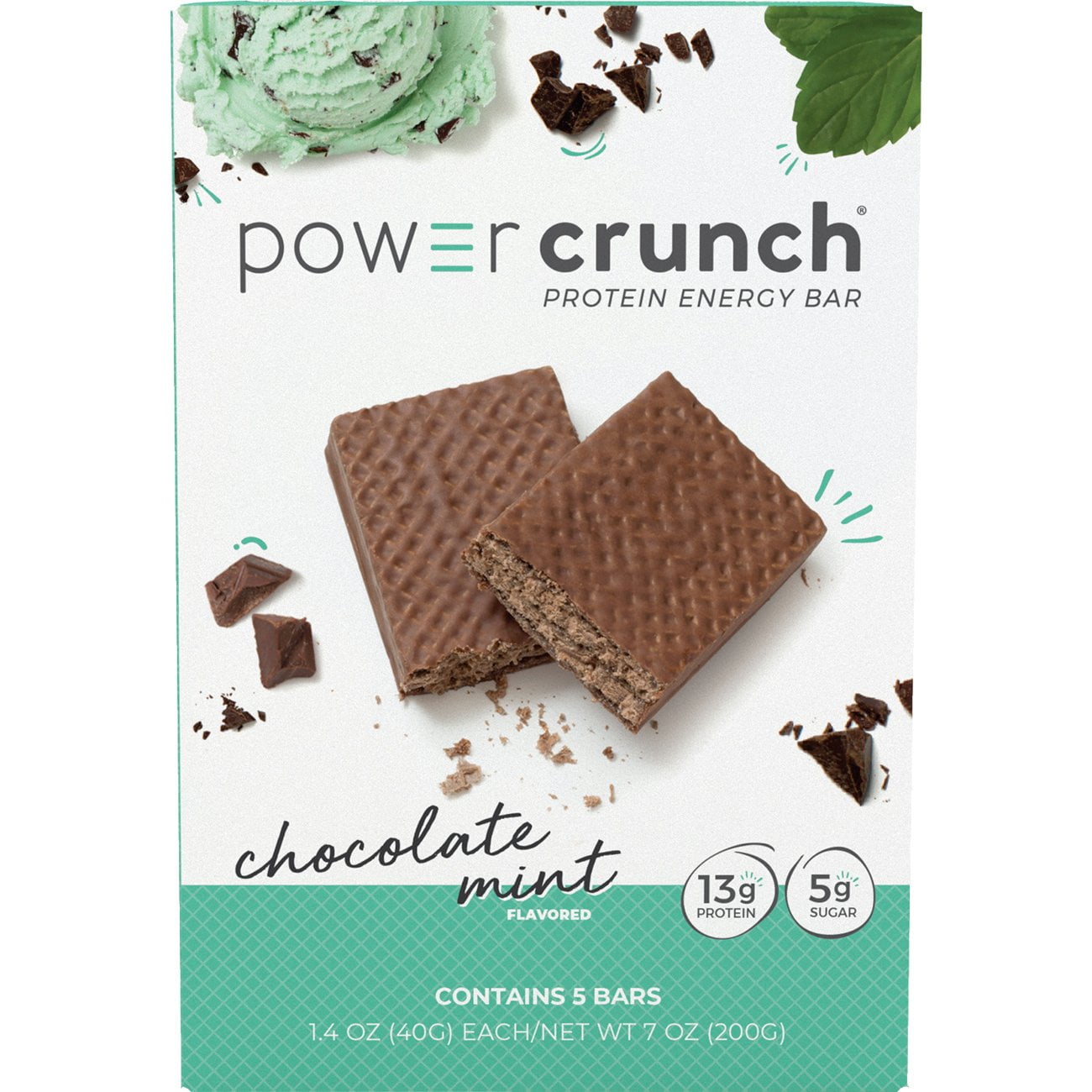 Pack of 2 Power Crunch 13g Protein Energy Bars - Chocolate Mint, 5 ct ...