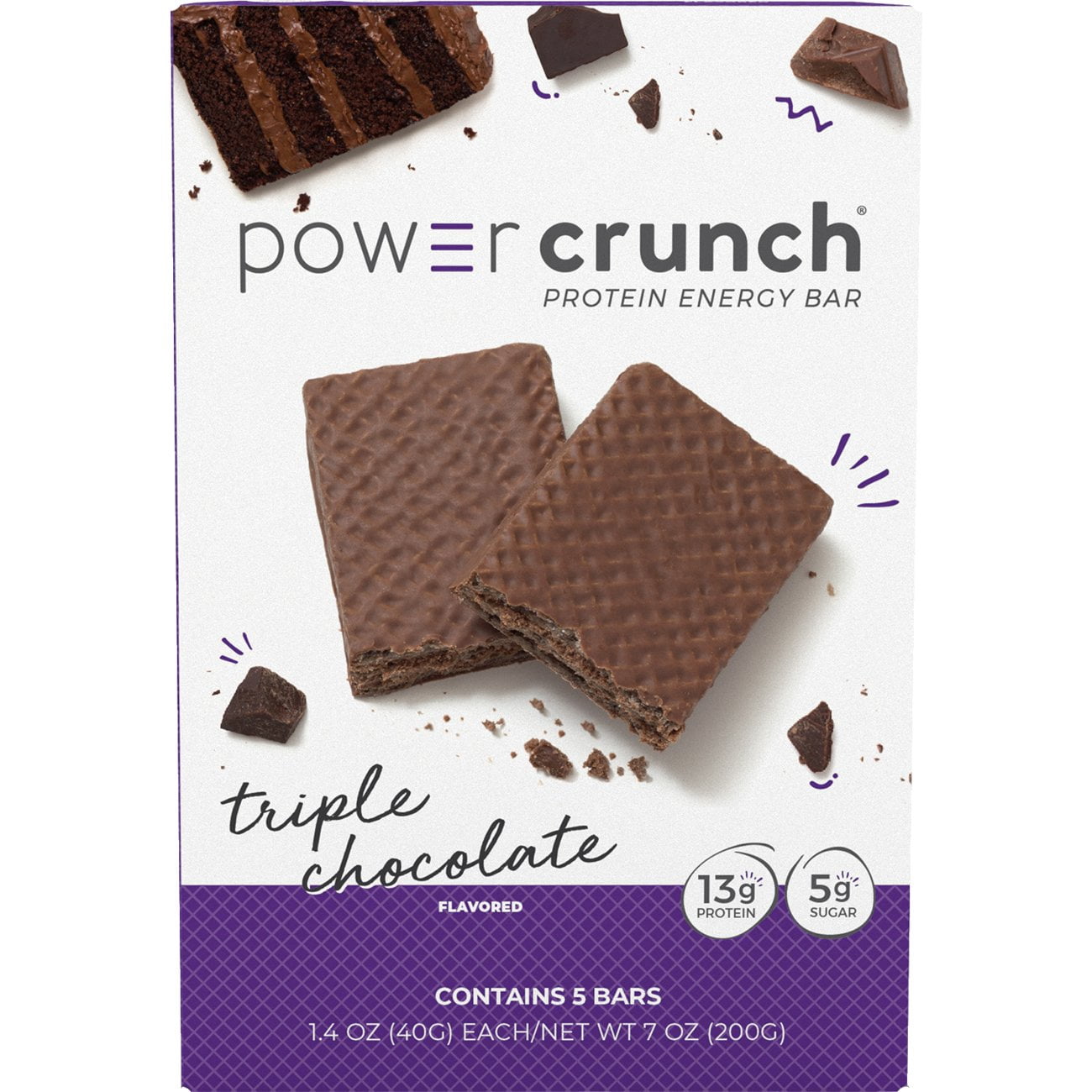 Pack of 2 Power Crunch 13g Protein Energy Bars - Triple Chocolate, 5 ct ...