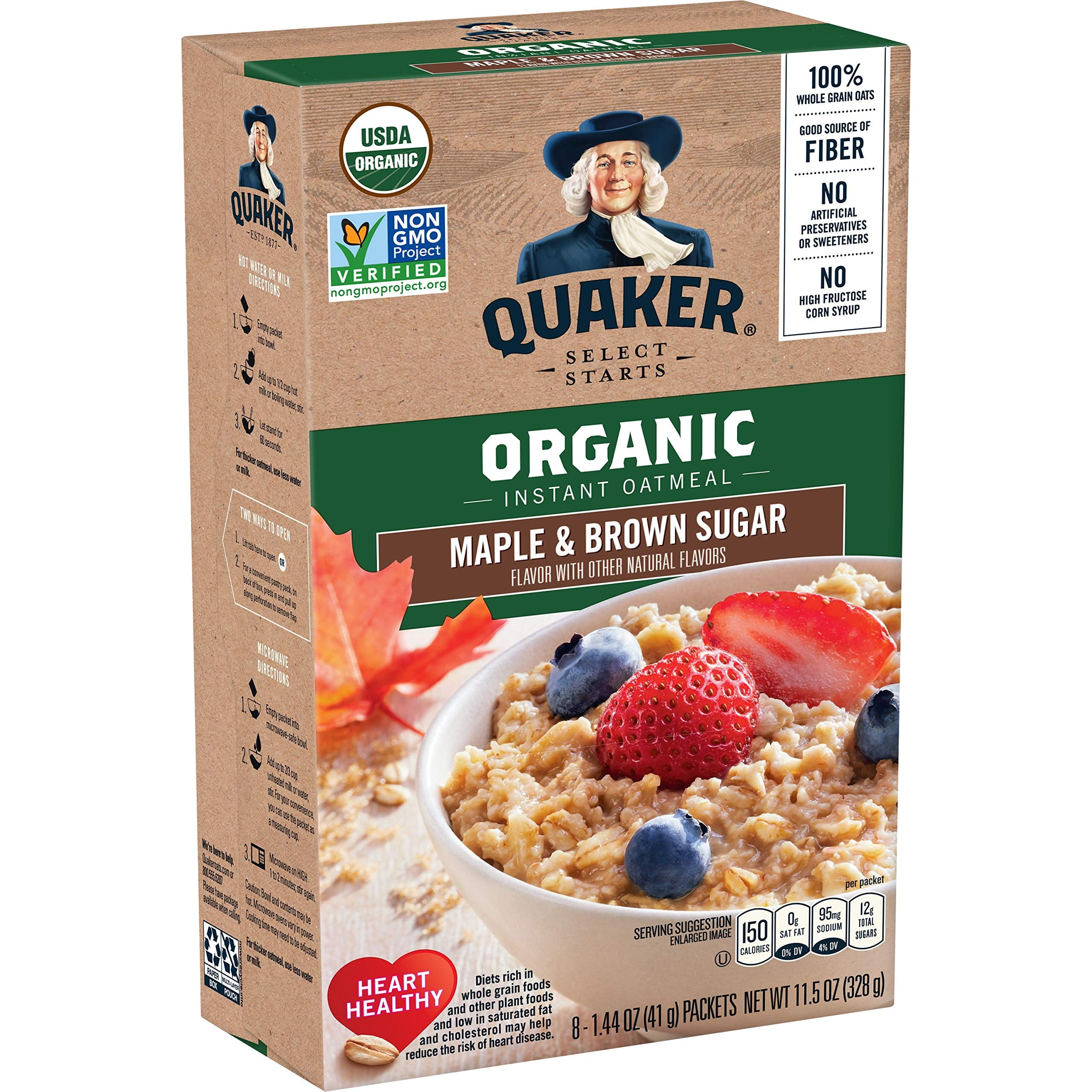Pack of 2 - Quaker Instant Organic Oatmeal Maple & Brown Sugar ...