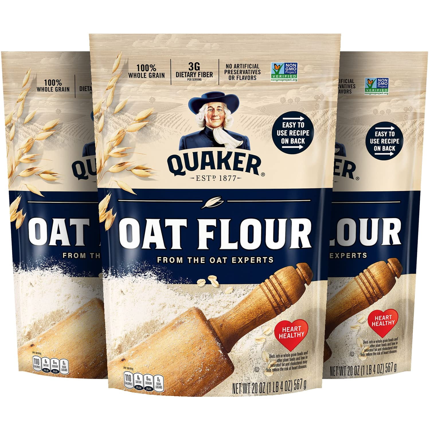 Pack of 2 - Quaker Oat Flour Stand Up Pouches, 20Oz, (3 Pack) - Walmart.com