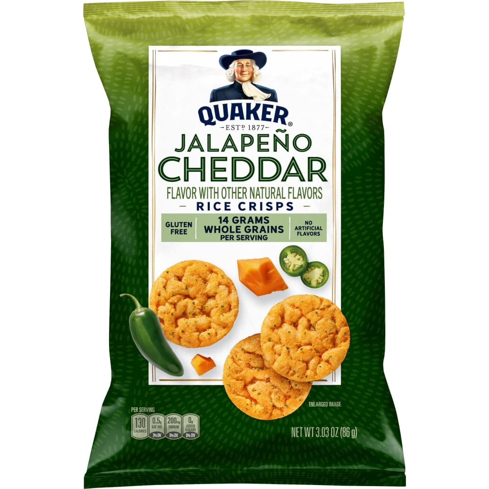 Quaker Jalapeno Cheddar Rice Crisps, Gluten Free, 3.03 oz, Pack of 2 ...