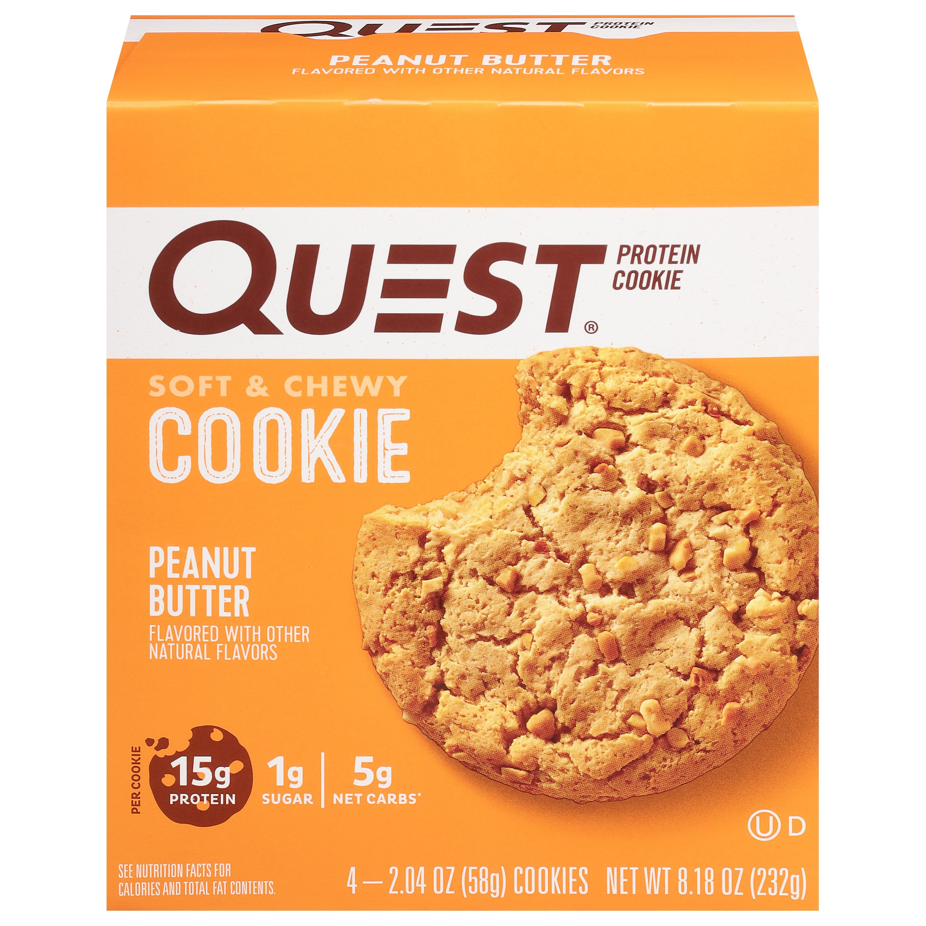 Pack of 2 Quest 15g Protein Cookies - Peanut Butter, 4 ct (Package May ...
