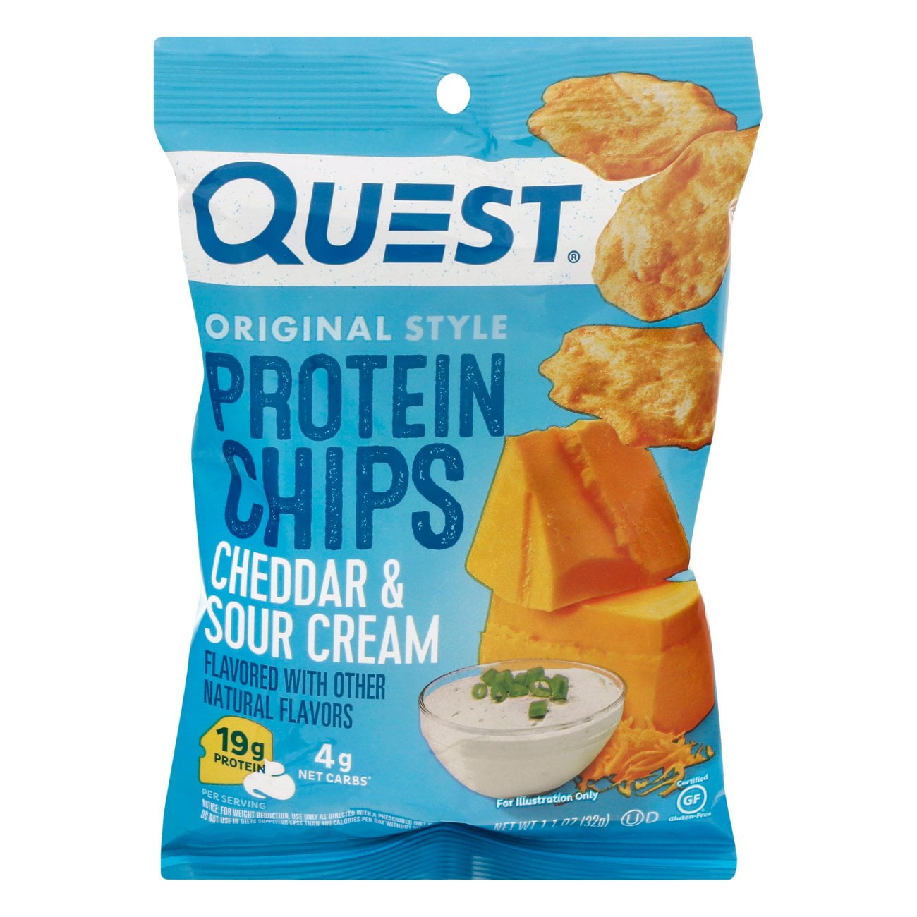 Pack of 2 Quest 19g Protein Chips - Cheddar & Sour Cream, 1.1 oz ...