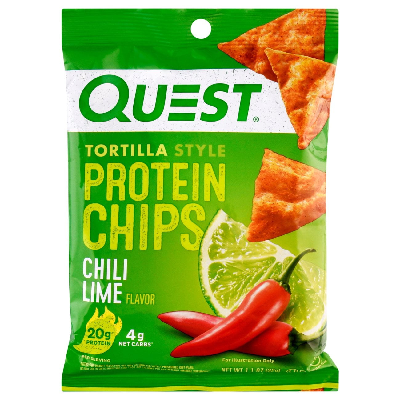 Pack of 2 Quest Chili Lime Tortilla Style Protein Chips, 1.1 oz ...