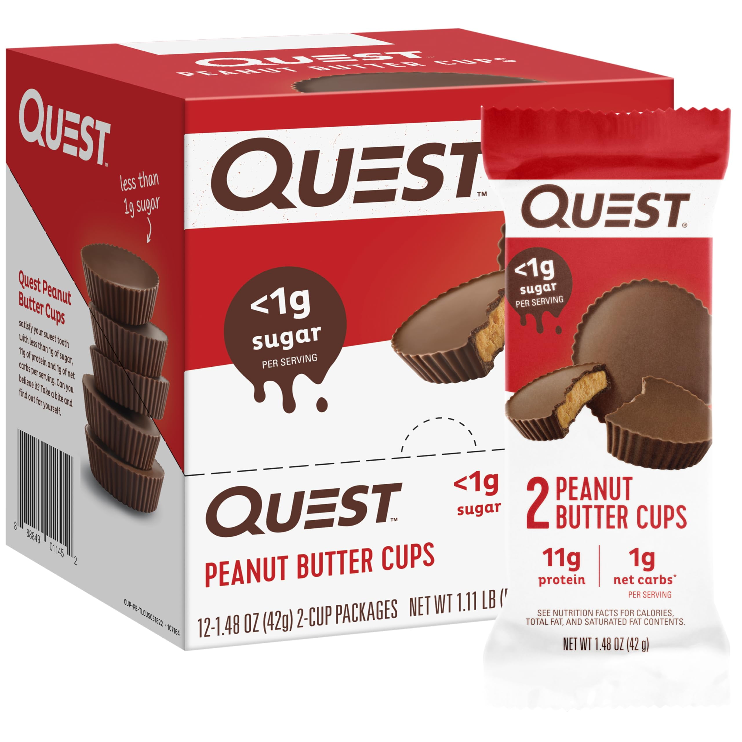 Pack of 2 - Quest Nutrition Peanut Butter Cups, 11G Protein, 1G Sugar ...