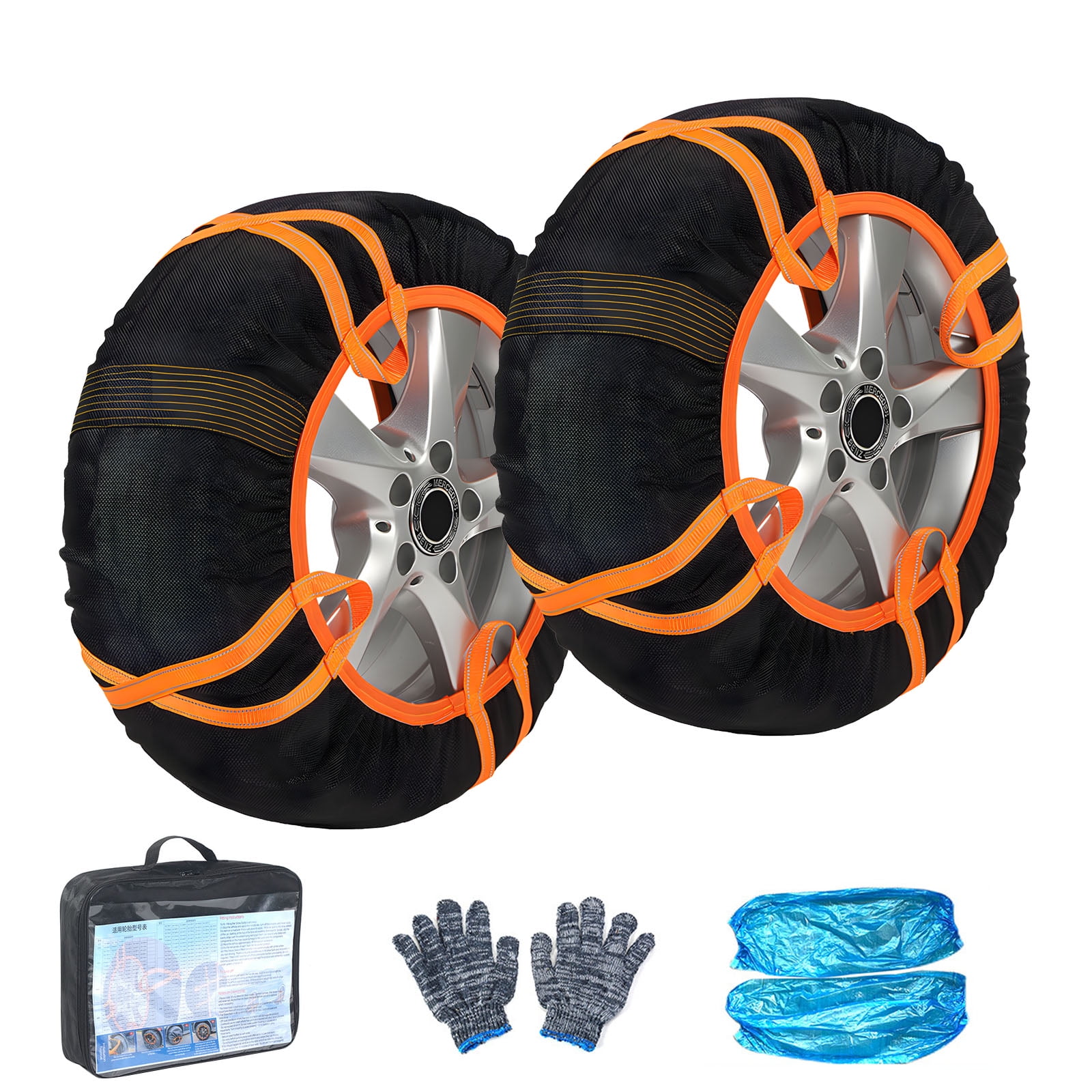 Pack of 2 Quiet Snow Grip Devices with Quick Mounting Feature Noise ...