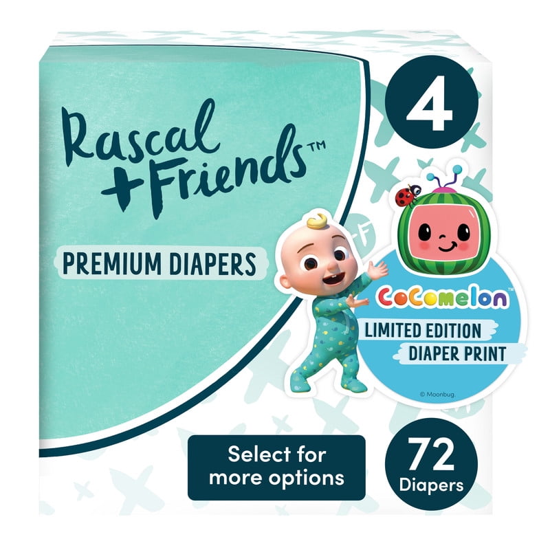 Pack of 2 Rascal + Friends Diapers CoComelon Edition Size 4, 72 Count ...