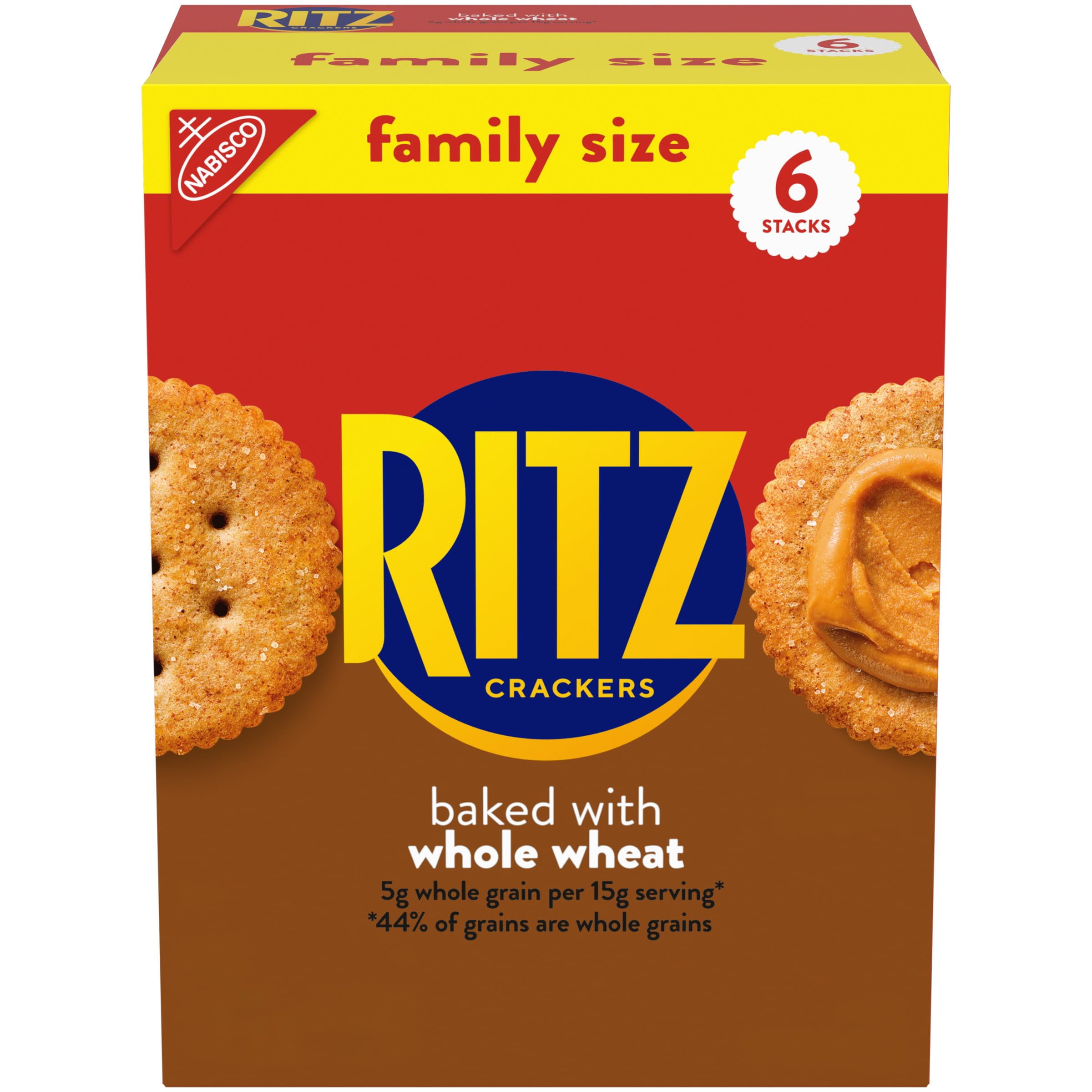 Pack of 2 - Ritz Whole Wheat Crackers, Family Size, 19.3 Oz Packaging ...