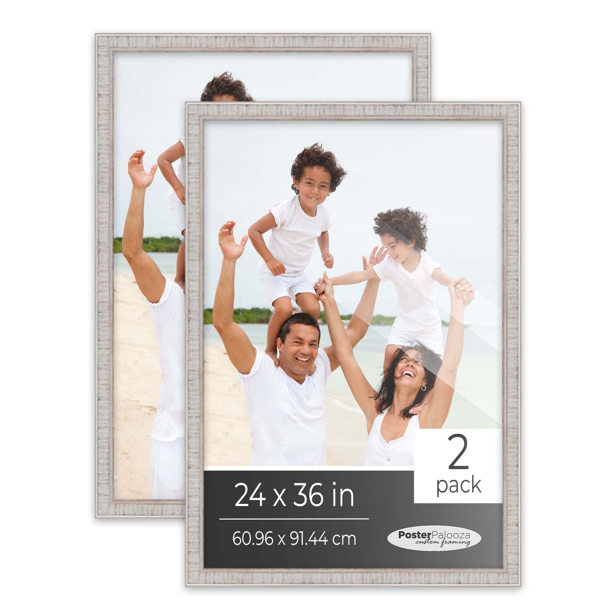 Pack of 2 Rustic White 24x36 Picture Frames | Solid Wood | UV-Resistant ...