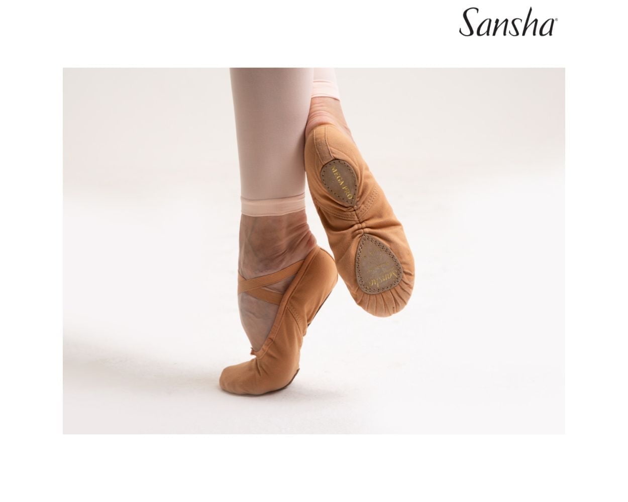 Sansha MEGA-PRO Professional Canvas Ballet Shoes with Pre-Sewn Elastics ...