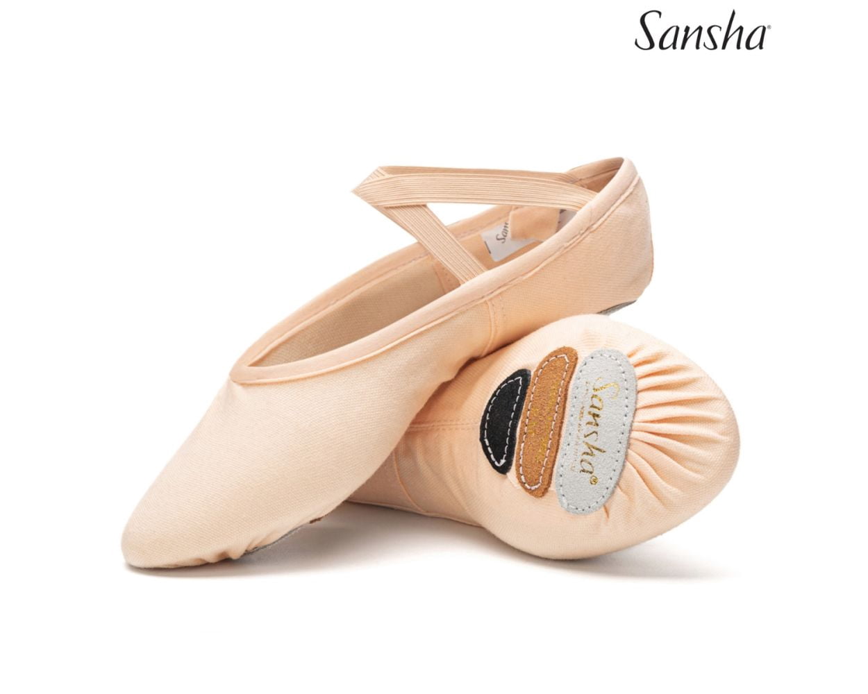 Pack of 2 Sansha soft ballet shoes S969c lea Light tan 12 W PAS-DE ...