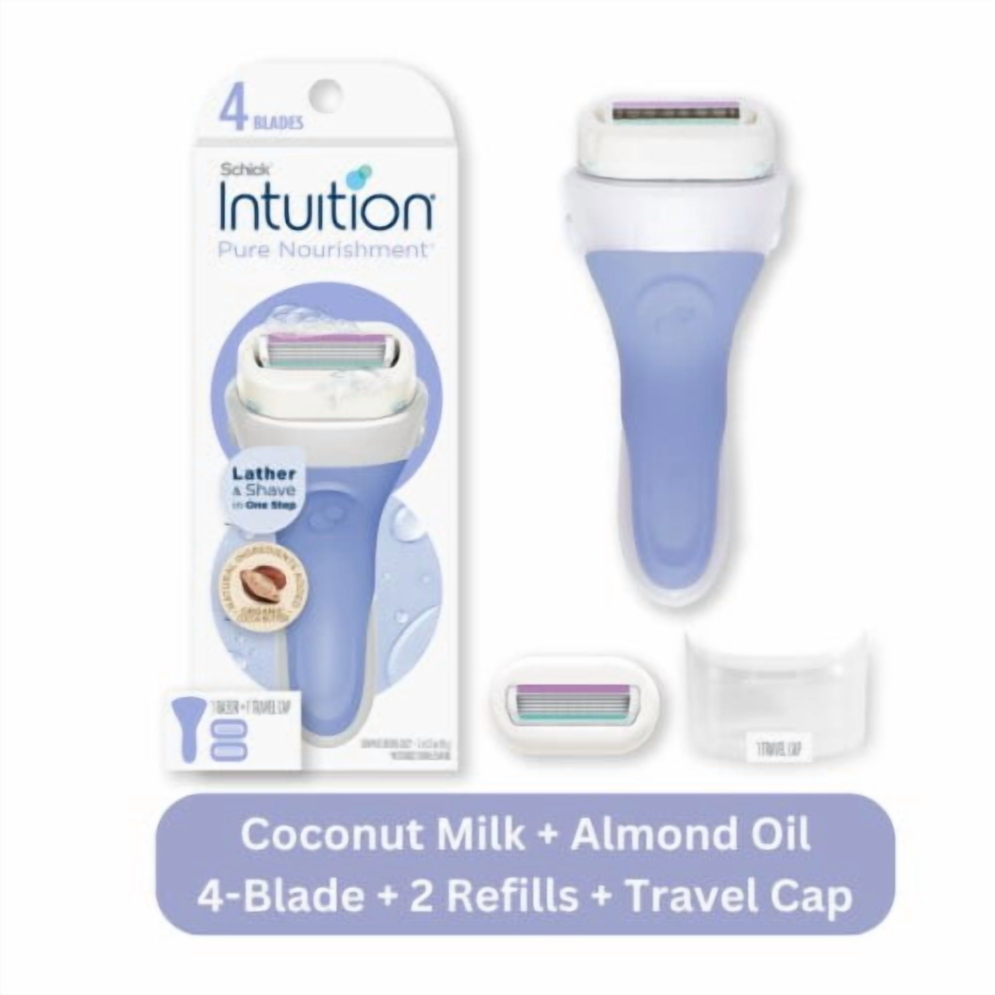 Pack of 2 - Schick Intuition Pure Nourishment 4-Blade Razor + 2 Refills ...