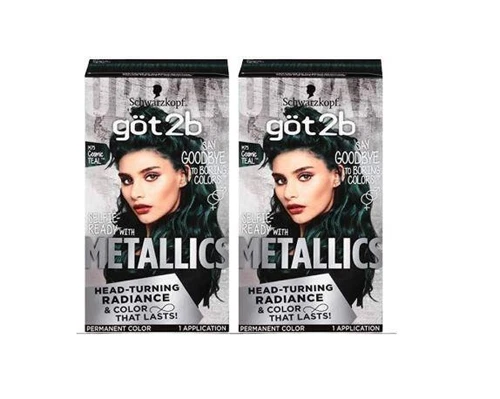 Pack of 2 Schwarzkopf Got2b Metallics Permanent Hair Color, M75 Cosmic ...