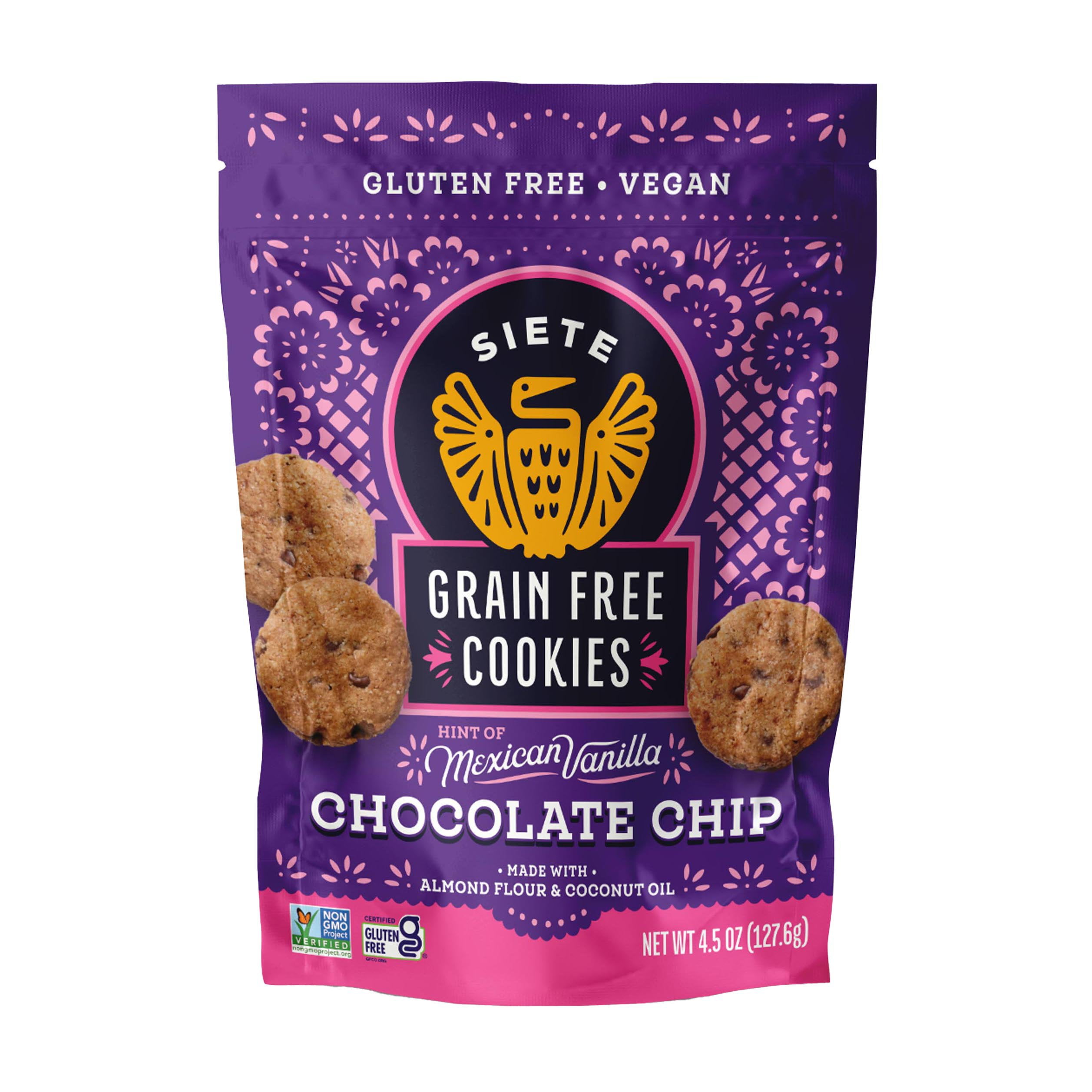 Pack of 2 Siete Grain-Free Chocolate Chip Cookies, 4.5 oz (Package May ...