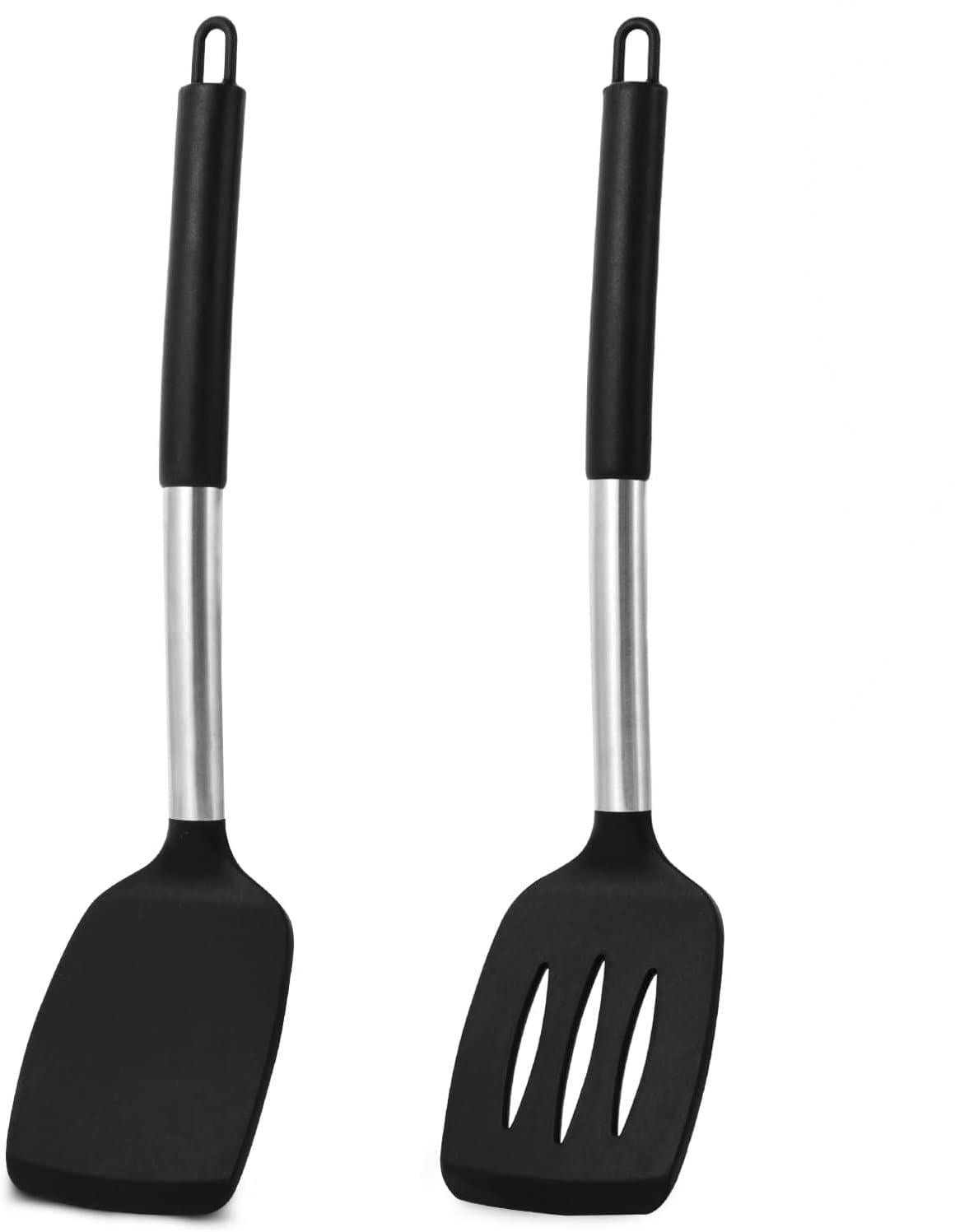 Pack of 2 Silicone Spatula Set - Non Stick Silicone Slotted Turner and ...