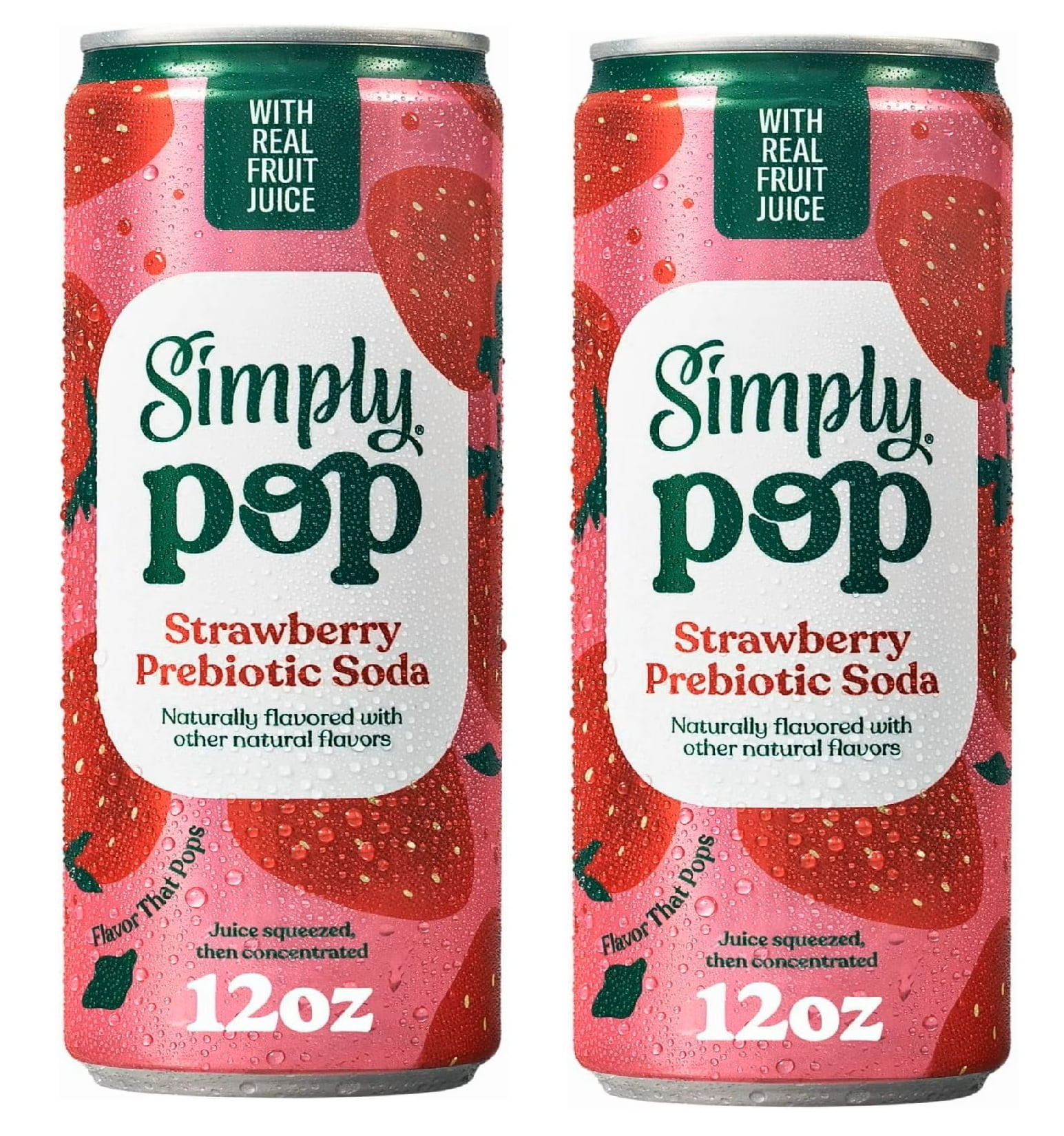 Pack of 2 Simply Pop, Strawberry Prebiotic Soda, 12 Fl Oz - Walmart.com
