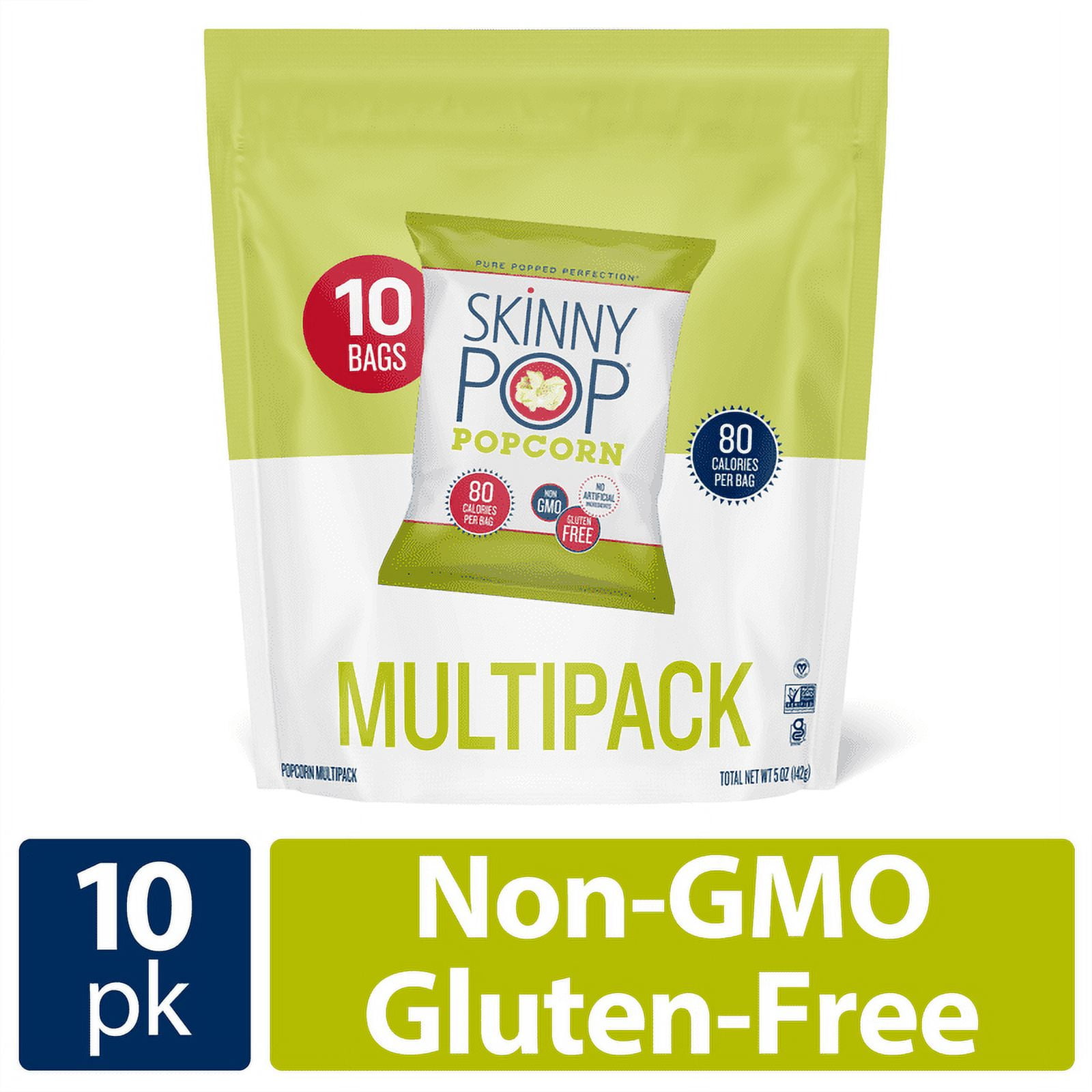 Pack of 2 SkinnyPop Gluten-Free Original Popcorn, 0.5 oz Snack-Size ...