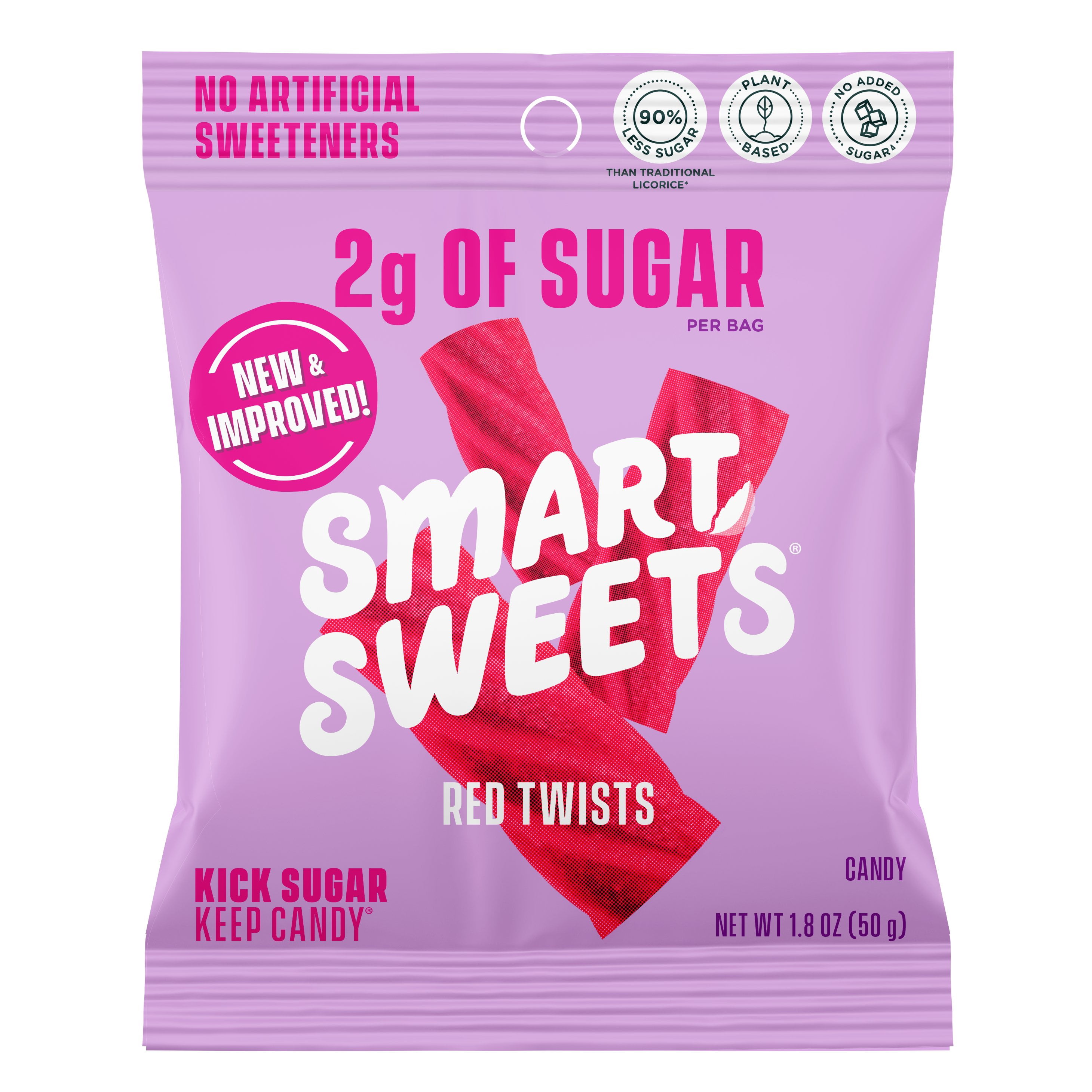 Pack of 2 SmartSweets Red Twists Candy, 1.8 oz (Package May Vary ...