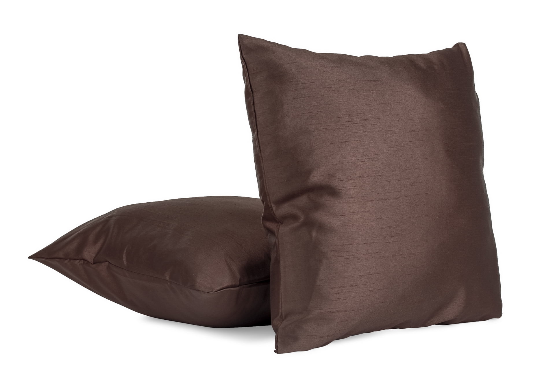 Pack of 2 Solid Faux Silk Square Decorative Pillow Covers/Shams with ...