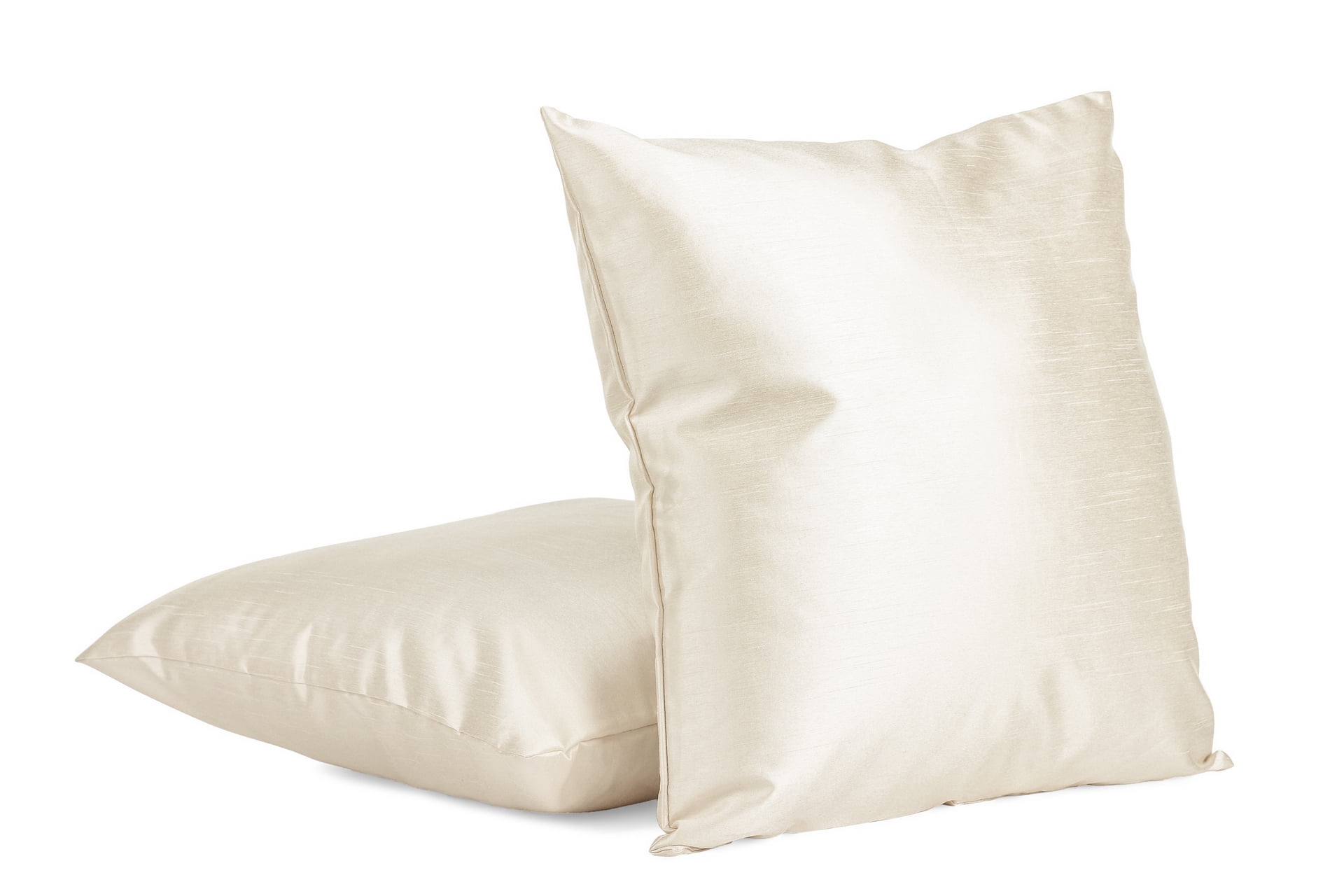 Pack of 2 Solid Faux Silk Square Decorative Pillow Covers/Shams with ...