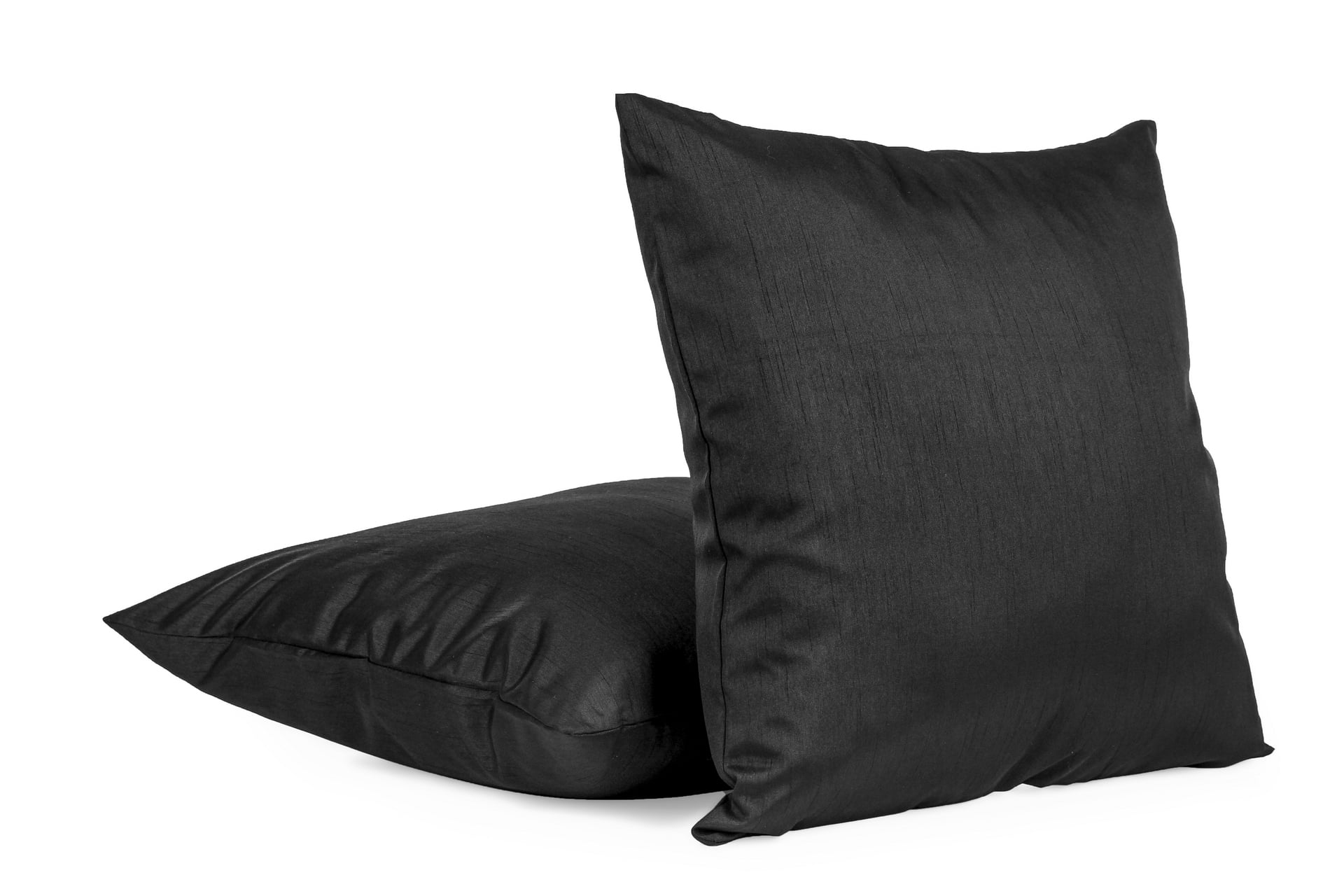 Pack of 2 Solid Faux Silk Square Decorative Pillow Covers/Shams with ...