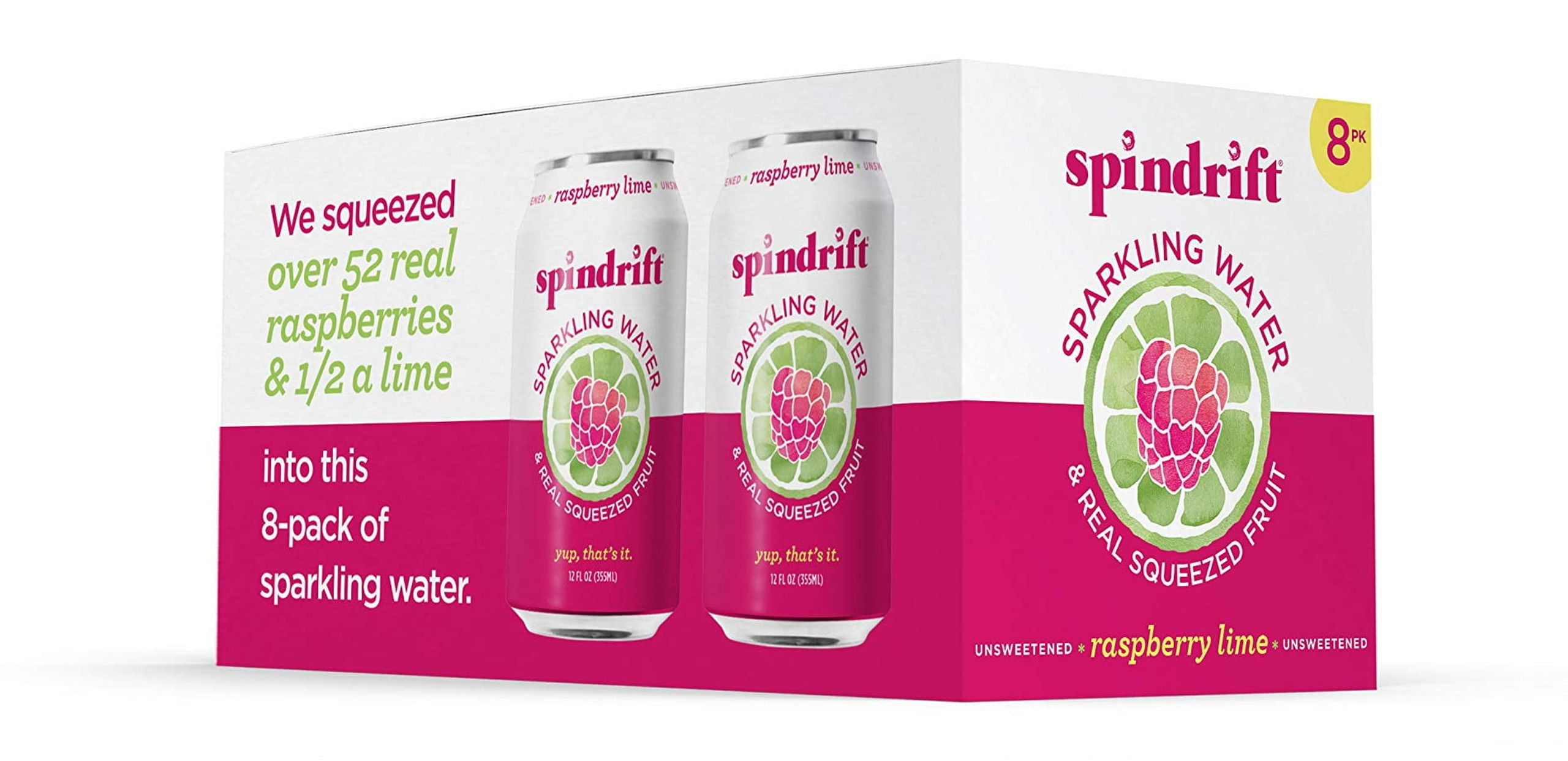 Pack of 2 Spindrift Raspberry Lime Sparkling Water, 12 Fl. Oz. Cans (Pack of 8) - Walmart.com