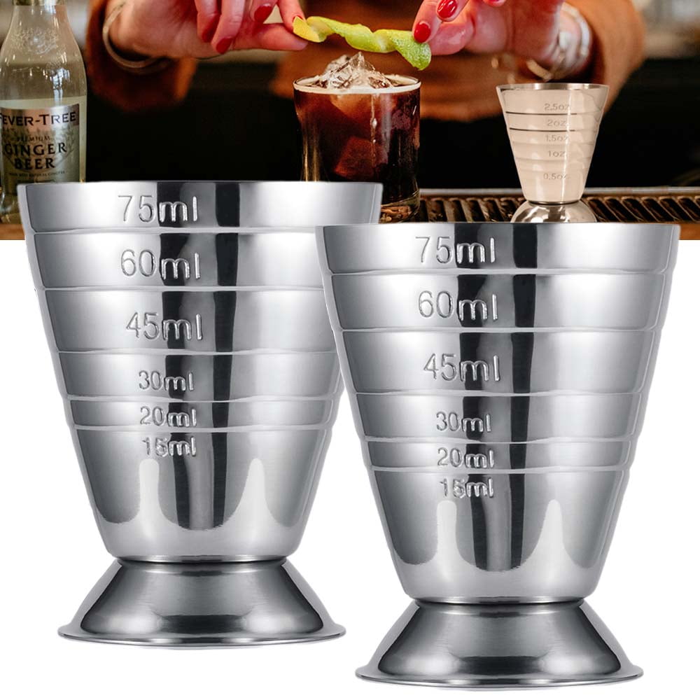 Pack of 2 Stainless Steel Cocktail Jigger Measuring 2.5 fl oz Measure ...