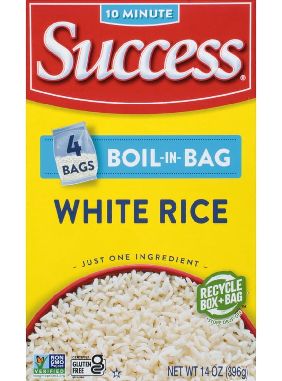Pack of 2 Success Boil-in-Bag Rice, Precooked White Rice, 14 oz, 4 Bags ...