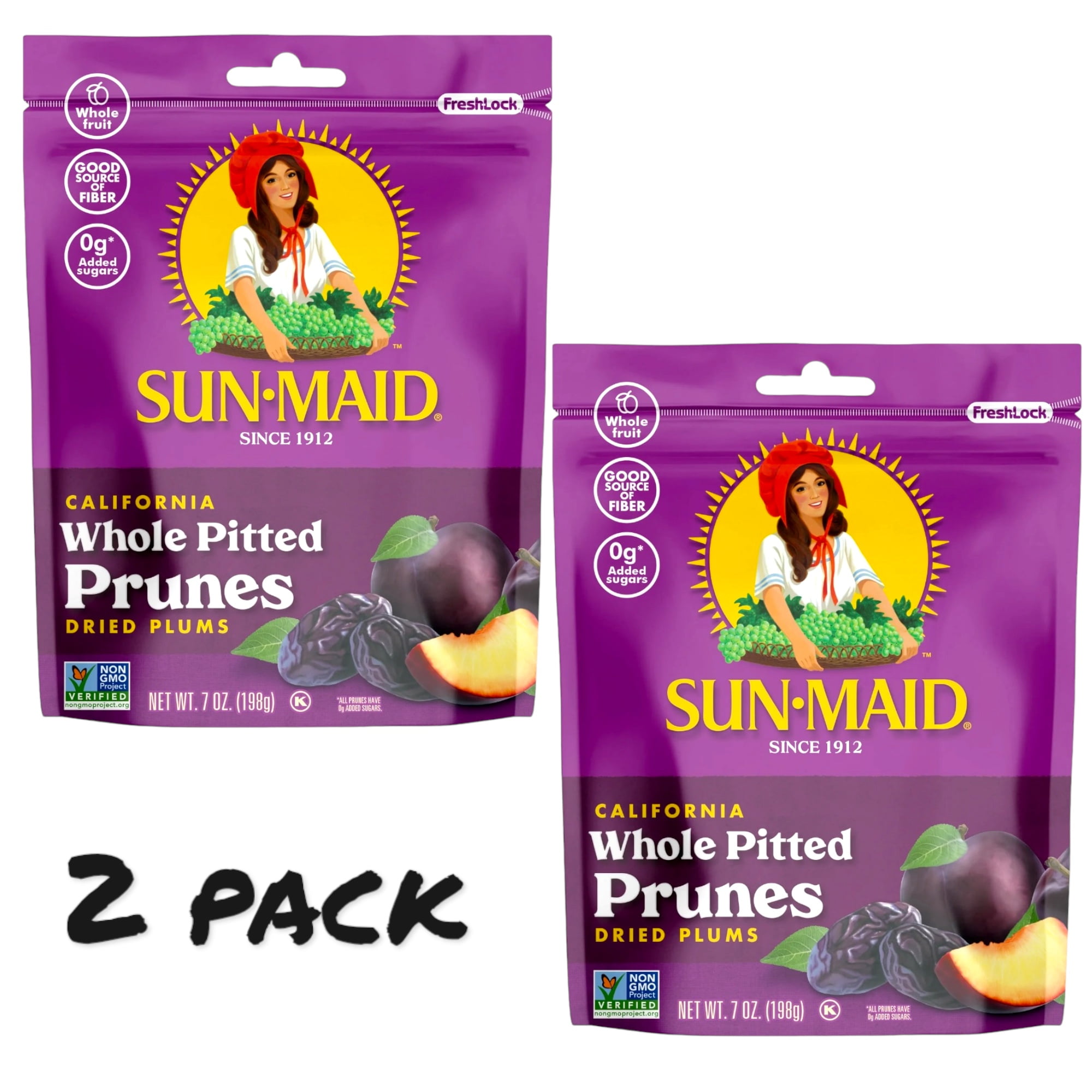 (Pack of 2) Sun-Maid California Sun-Dried Fruit Whole Pitted Prunes ...