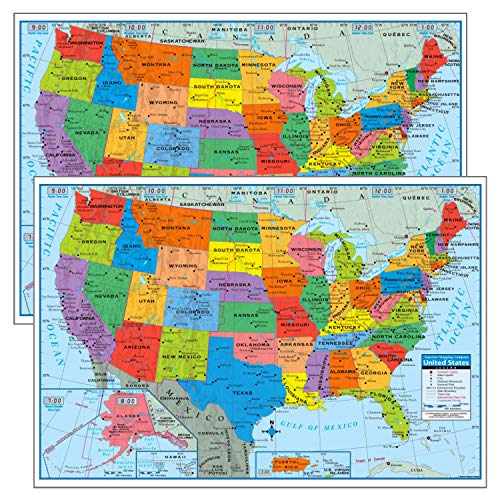 Pack of 2 Superior Mapping Company United States Poster Size Wall Map ...