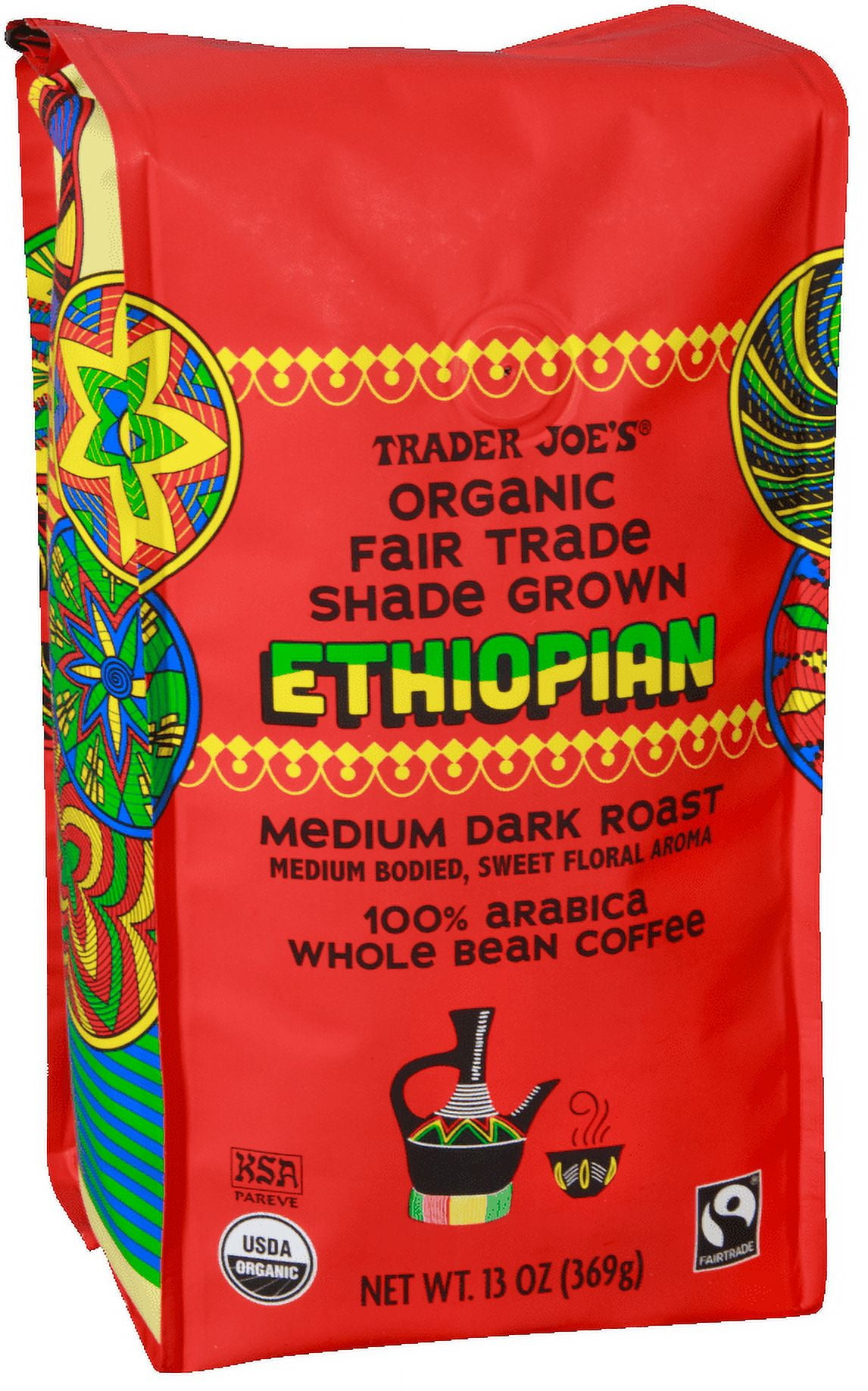 Pack of 2 - TJs Organic Fair Trade Shade Grown Ethiopian Coffee 13 Oz ...