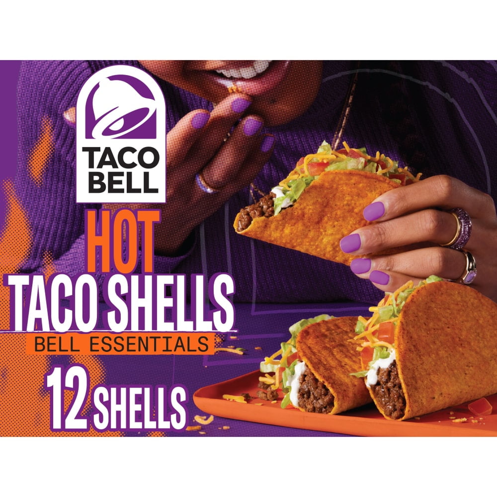 Pack of 2 Taco Bell Hot Crunchy Seasoned Flavor Taco Shells, 12 ct ...