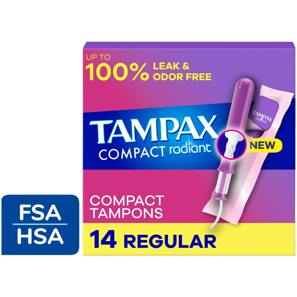 Pack of 2 Tampax Radiant Pocket Tampons Regular Absorbency Unscented ...