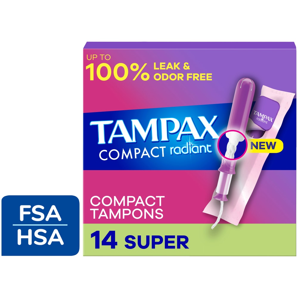 Pack of 2 Tampax Radiant Pocket Tampons Super Absorbency Unscented, 14 ...