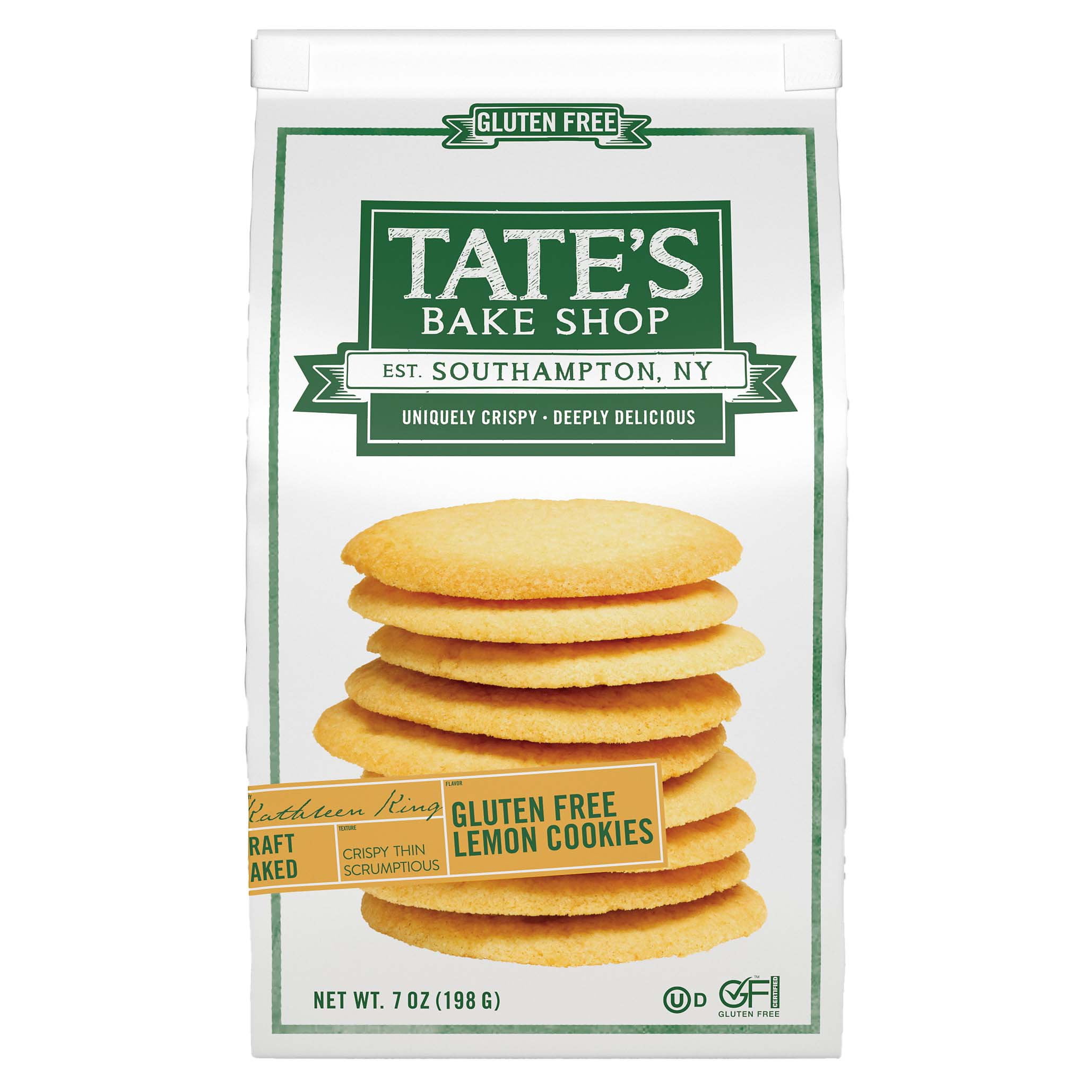 Pack of 2 Tate's Bake Shop Gluten Free Lemon Cookies, 7 oz (Package May ...