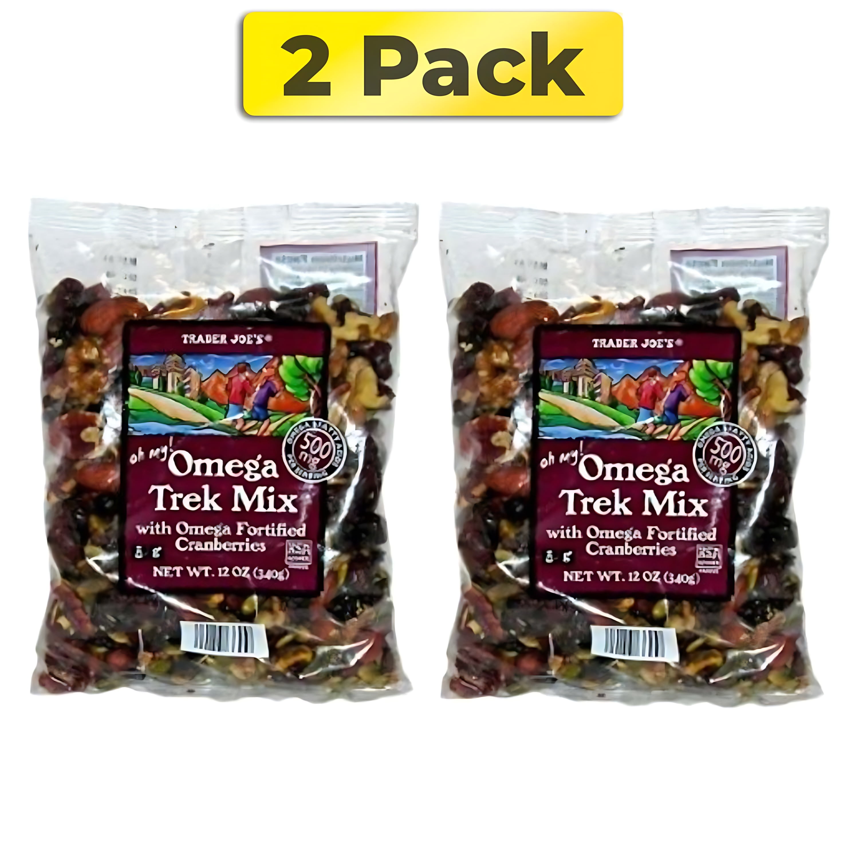 Pack of 2 Trader Joes Omega Trek Mix with Omega 3 Fortified Cranberries ...