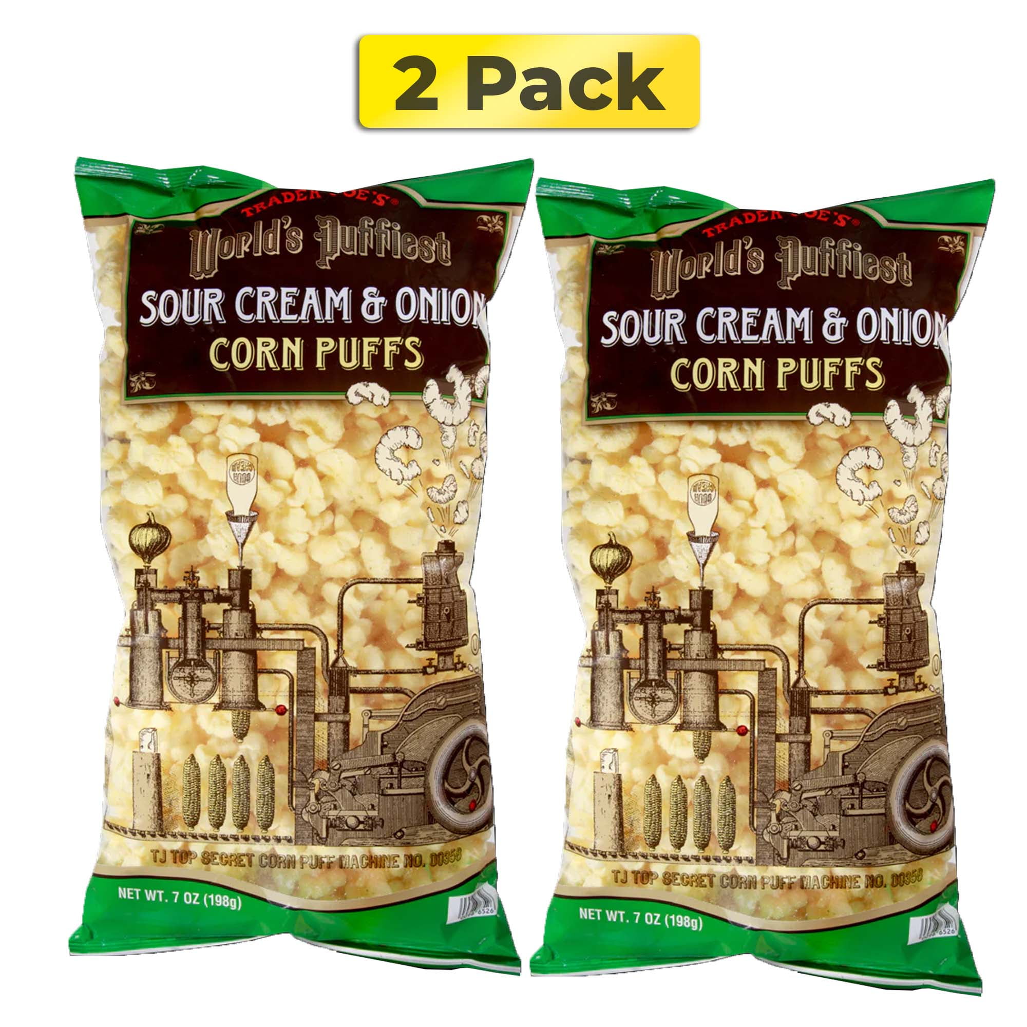 Pack of 2 Trader Joe's World's Puffiest Sour Cream & Onion Corn Puffs ...
